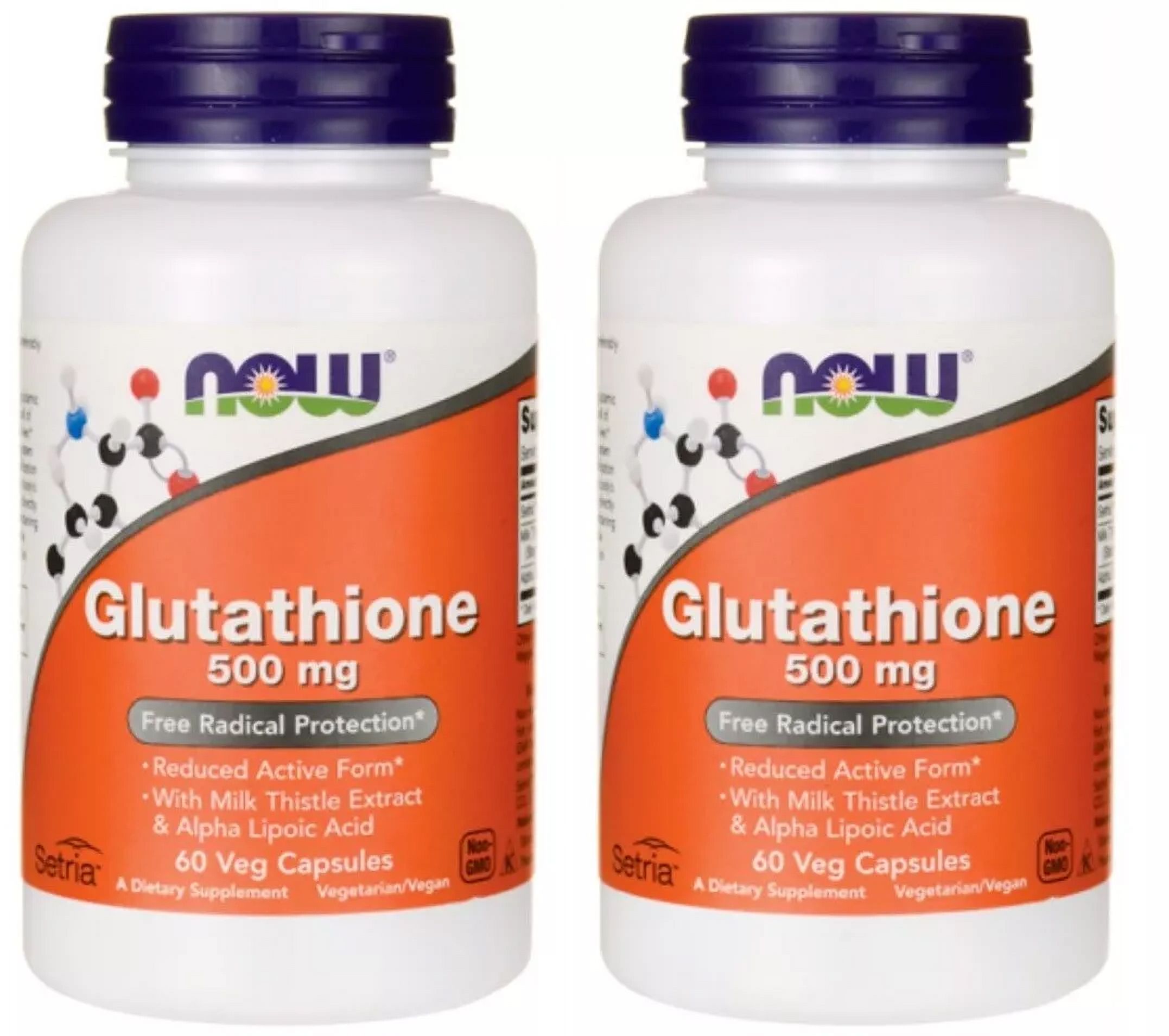 Wellvita Now Foods GLUTATHIONE 500mg 2X60Caps L-Glutathione/Alpha Lipoc ...