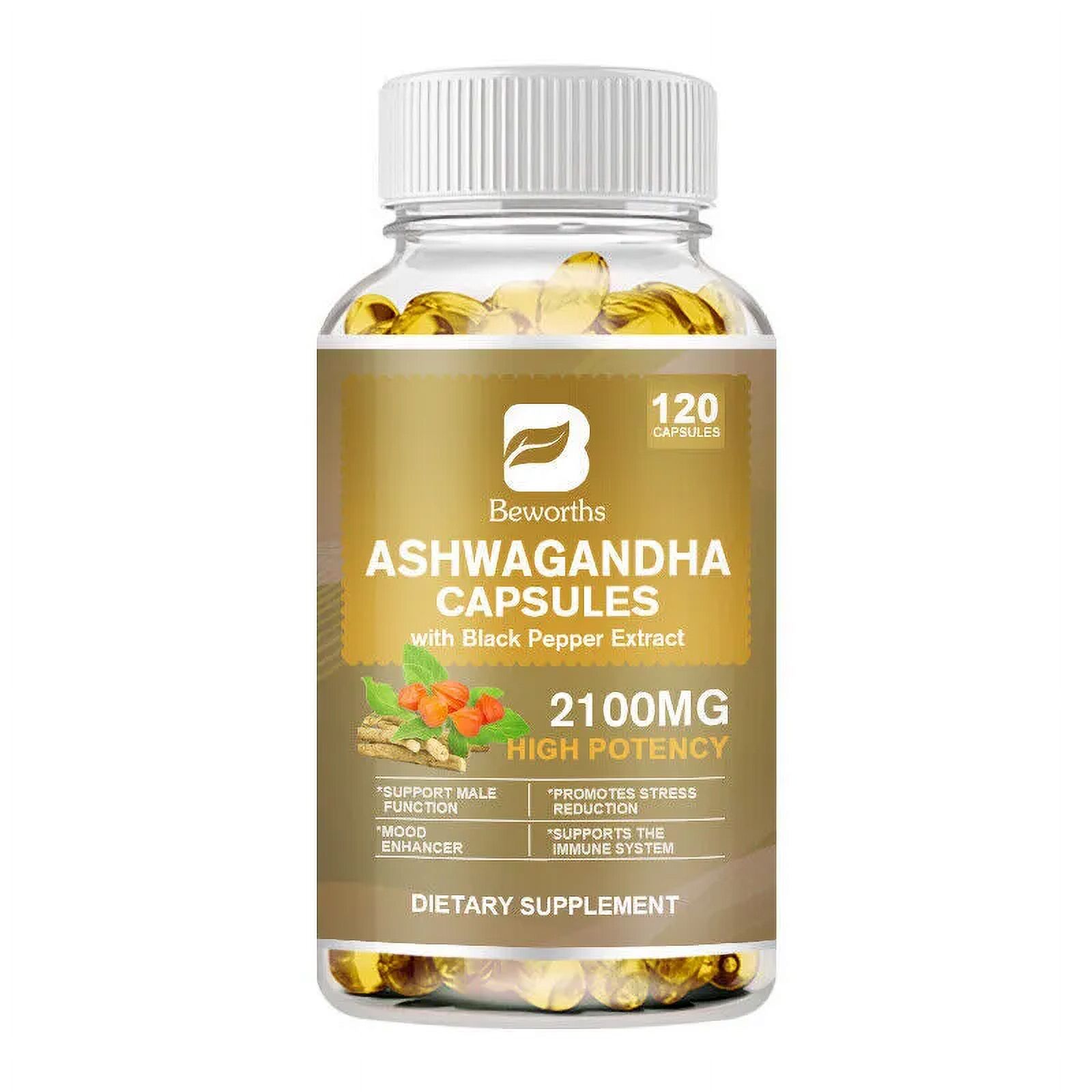 Wellvita Organic Ashwagandha Capsules 2100mg Supplement w/ Black Pepper ...