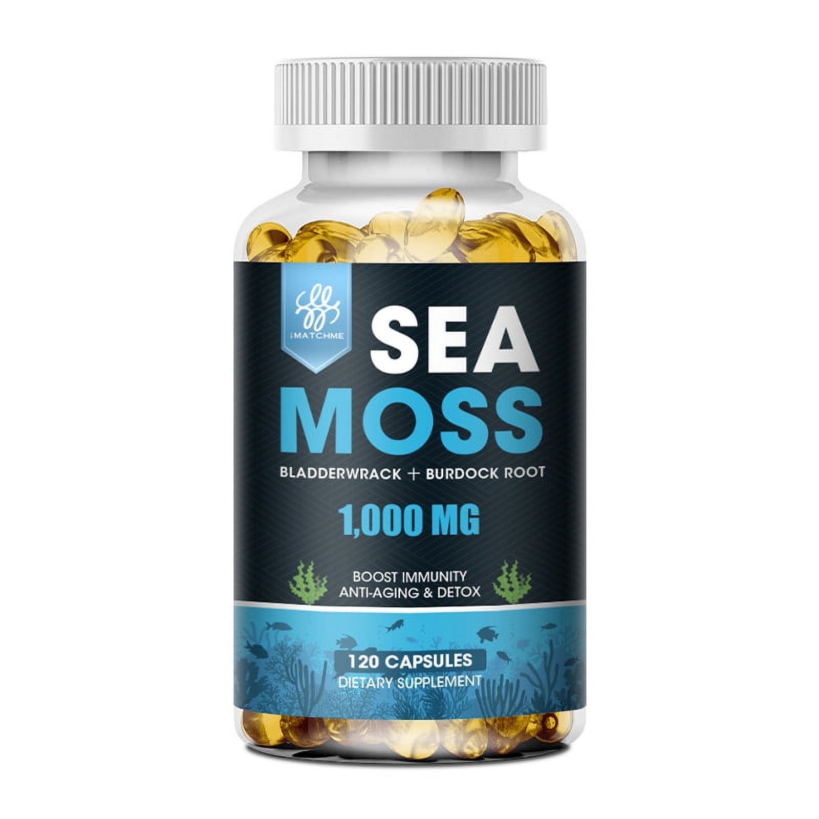 Wellvita Organic Sea Moss 1000mg, Irish Moss, Bladderwrack Supplement ...