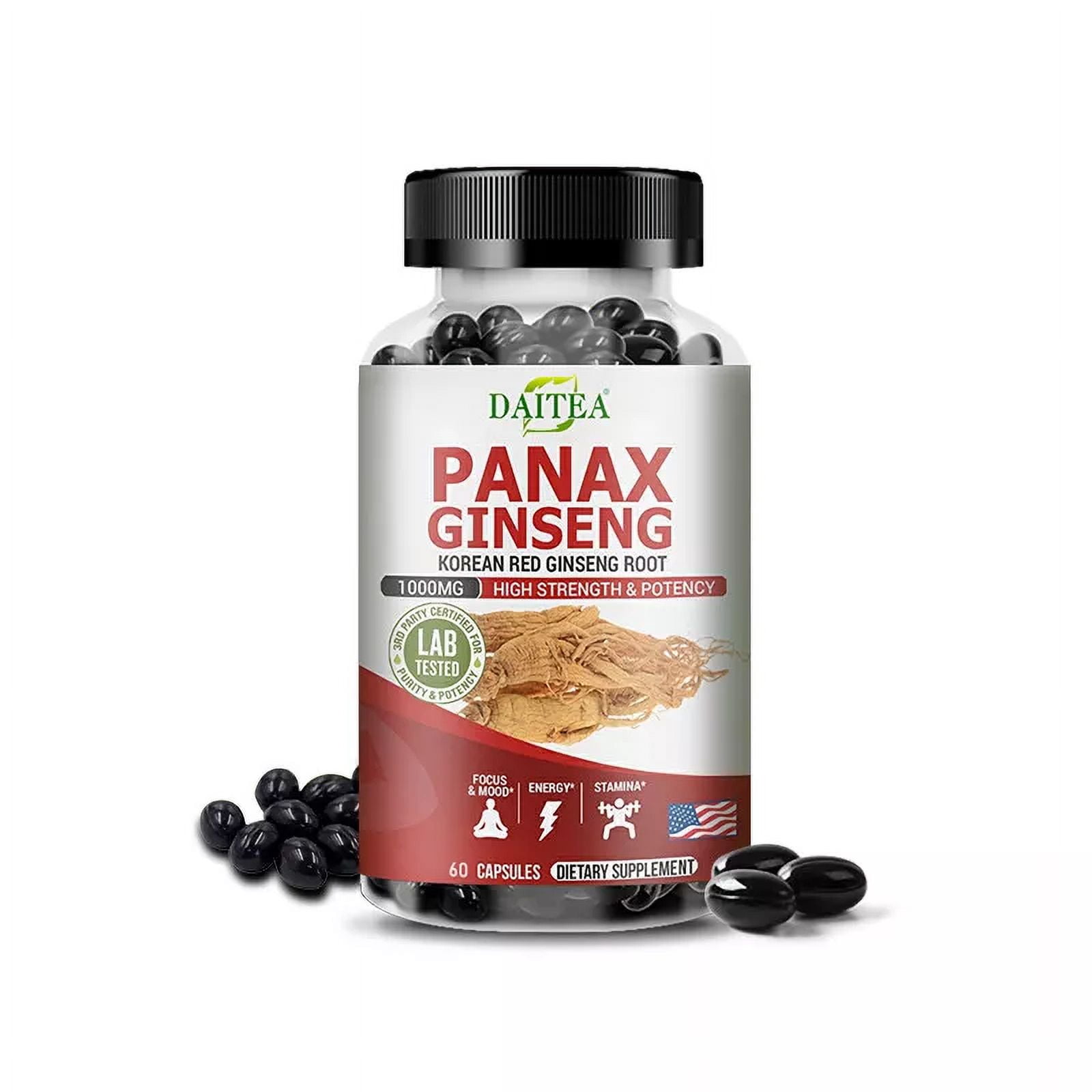 Wellvita Pure Korean Red Panax Ginseng Extract Capsules - No additives ...