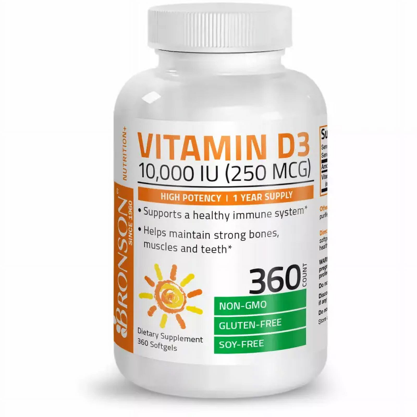 Wellvita Vitamin D3 10,000 IU (250 mcg) High Potency Non GMO 360 Softgels (1 Year Supply ...