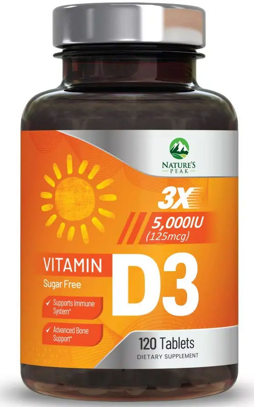 Wellvita Vitamin D3 5000 IU (125 mcg) Chewable D Vitamin for Bone, Teeth, Muscle Support 120 ...