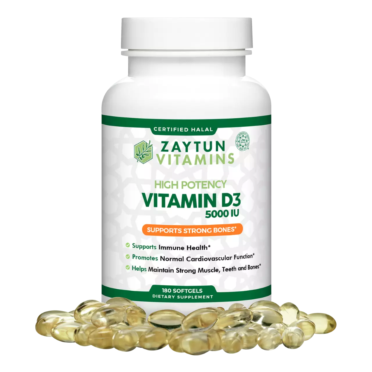 Wellvita Zaytun Vitamins Halal Vitamin D3 5000IU 180 Softgels Supports ...