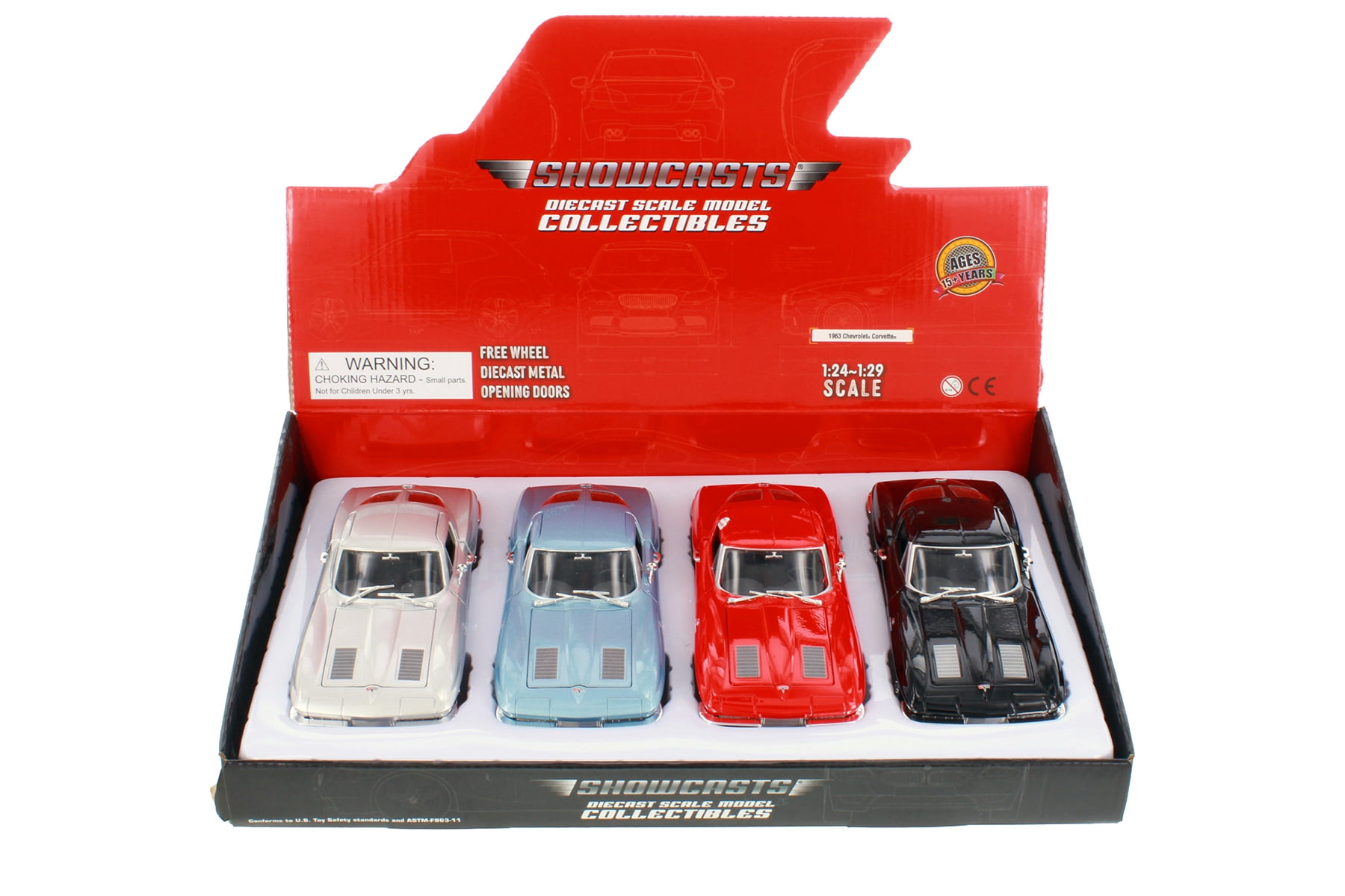 Welly 1963 Chevrolet Corvette Hardtop Diecast Car Set - Box of 4 1/24 ...