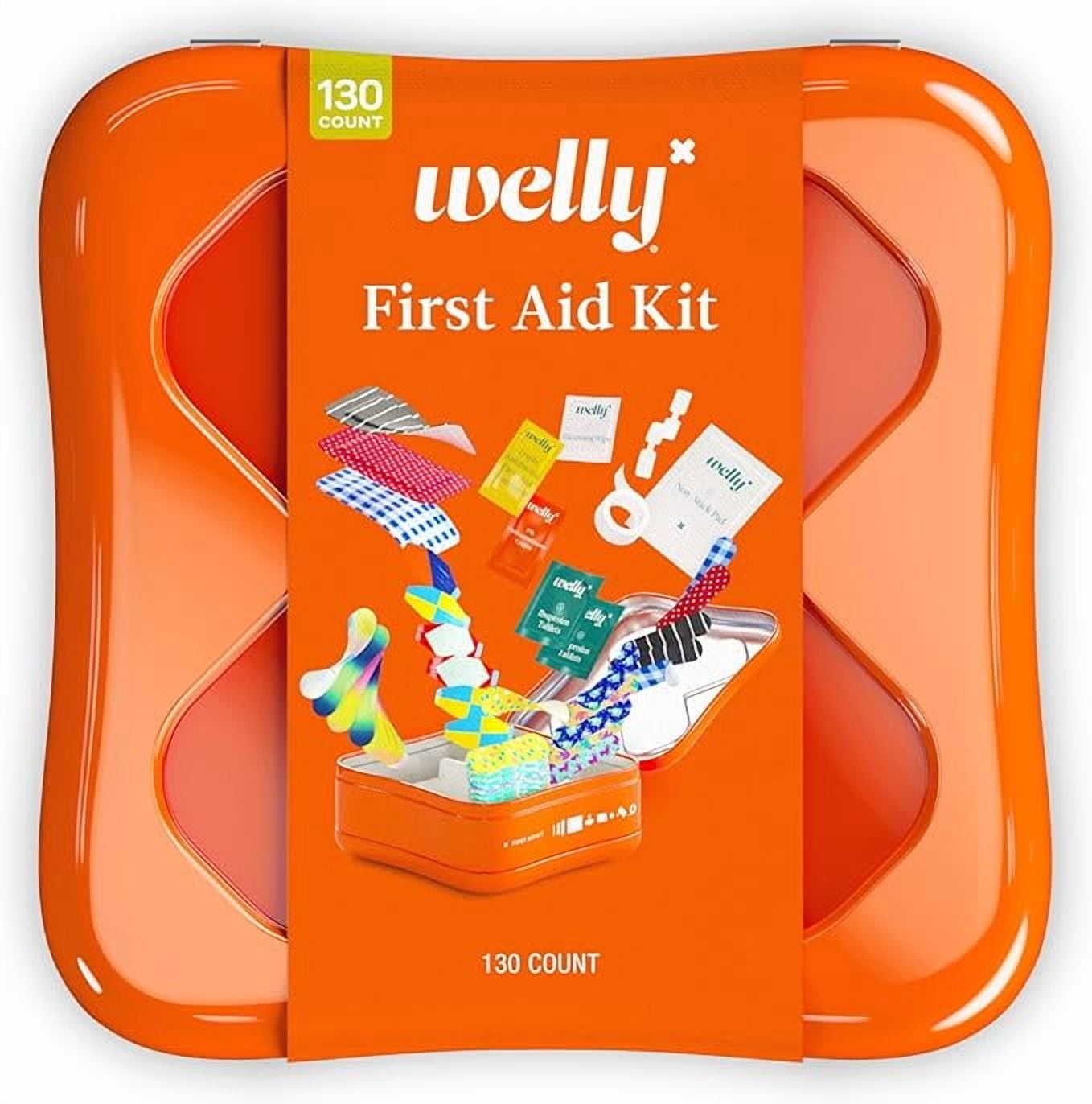 Welly First Aid Kit - Adhesive Flexible Fabric and Waterproof Bandages Tape and Non-Stick Pads ...