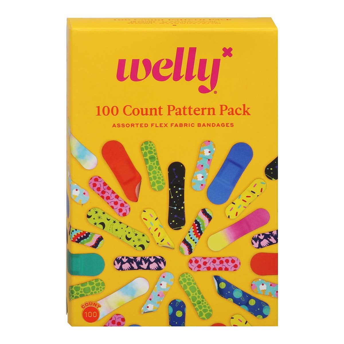 Welly Flex Fabric Pattern Pack Bandages - Assorted Sizes - 100 ct ...