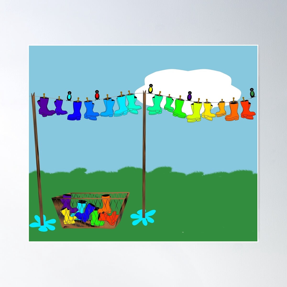 Welly Wash Day Poster Wall Art, Modern Wall Decor For Living Room ...