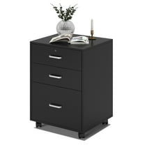 Ktaxon 3-Drawer Rolling Wood File Cabinet with Lock, Portable Vertical ...