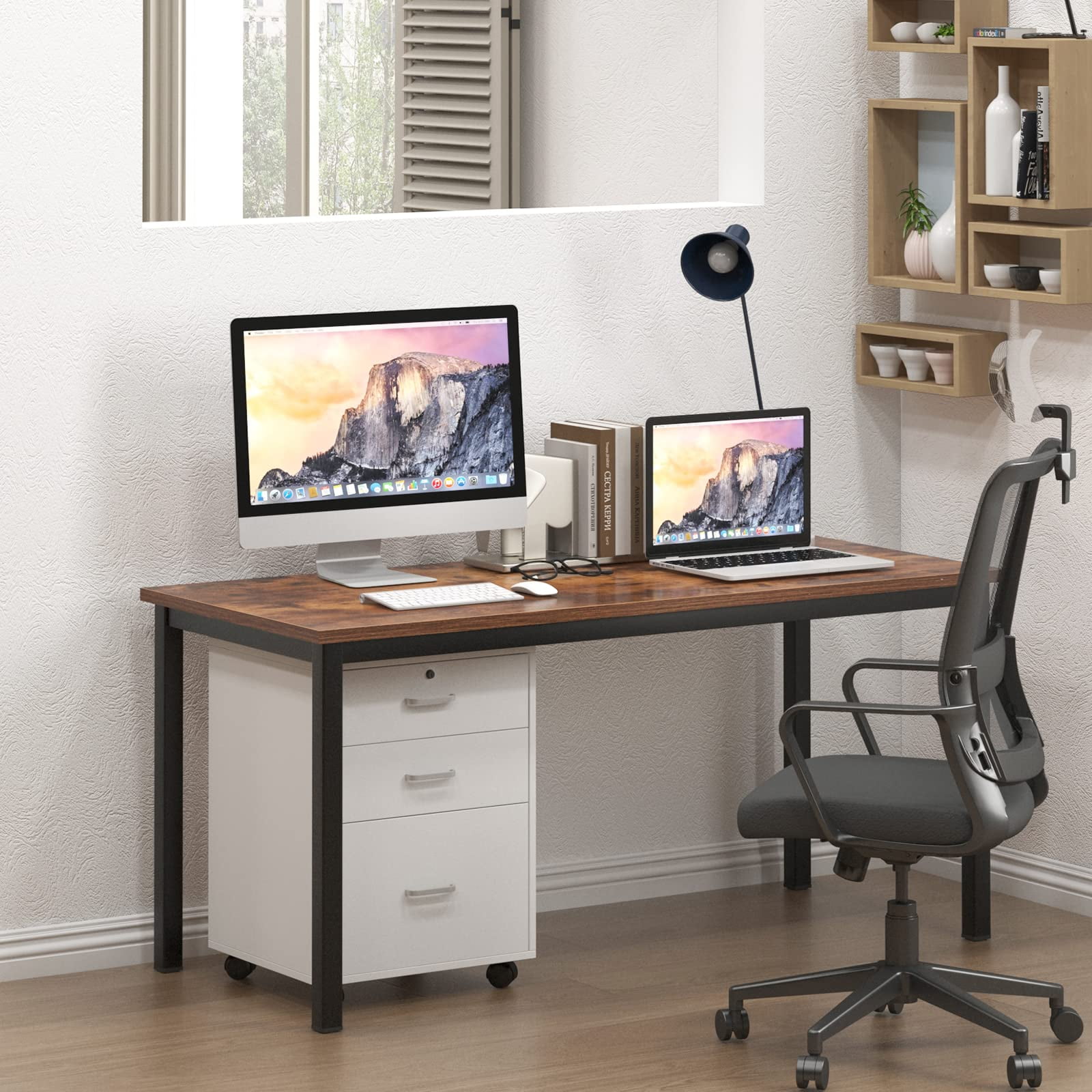 Wellynap 55.1" Computer Desk, Multi-Fuctional Table, Home Office ...