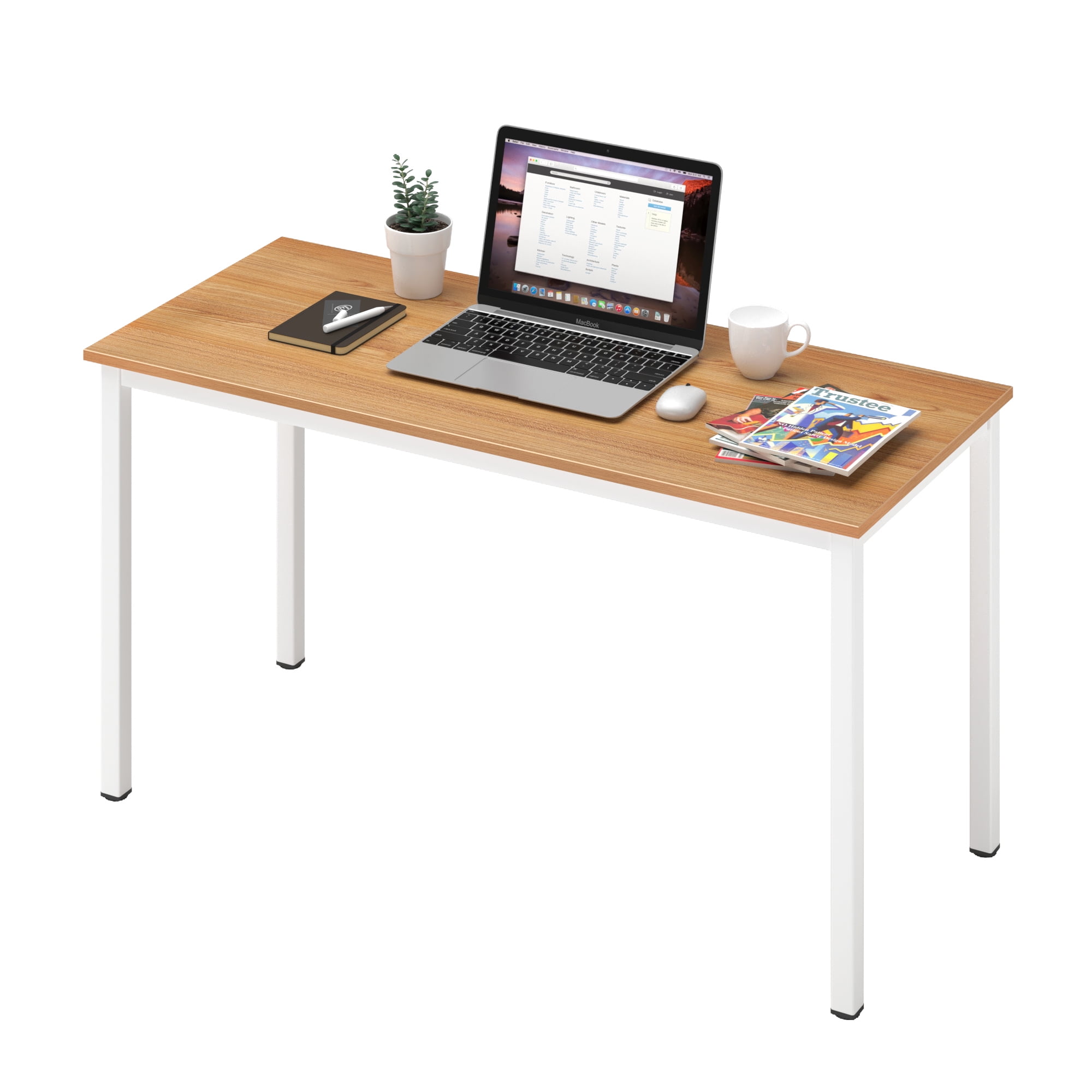 Wellynap 55.1" Oak Computer Desk, Large Size Home Office Desk Table for ...