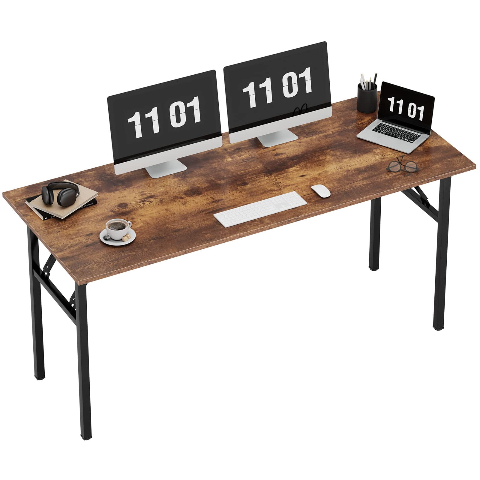 Wellynap Folding Computer Desk, 62" Home Office Workstation, Multi ...