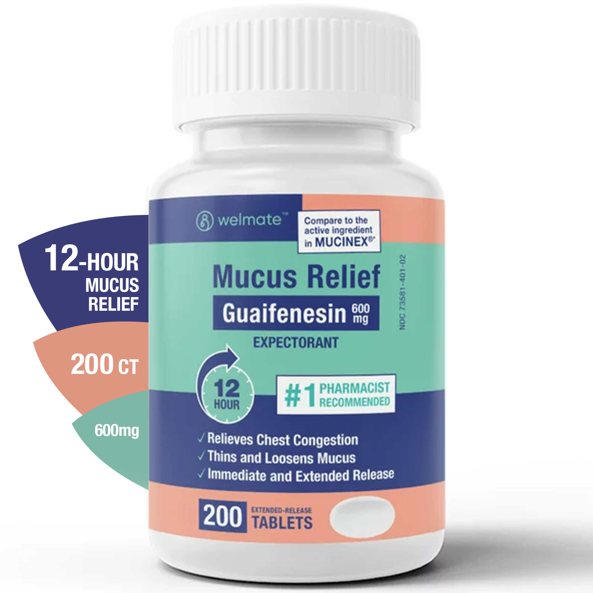 Equate Mucus ER Extended-Release Tablets, 600 mg, 20 Count - Walmart.com