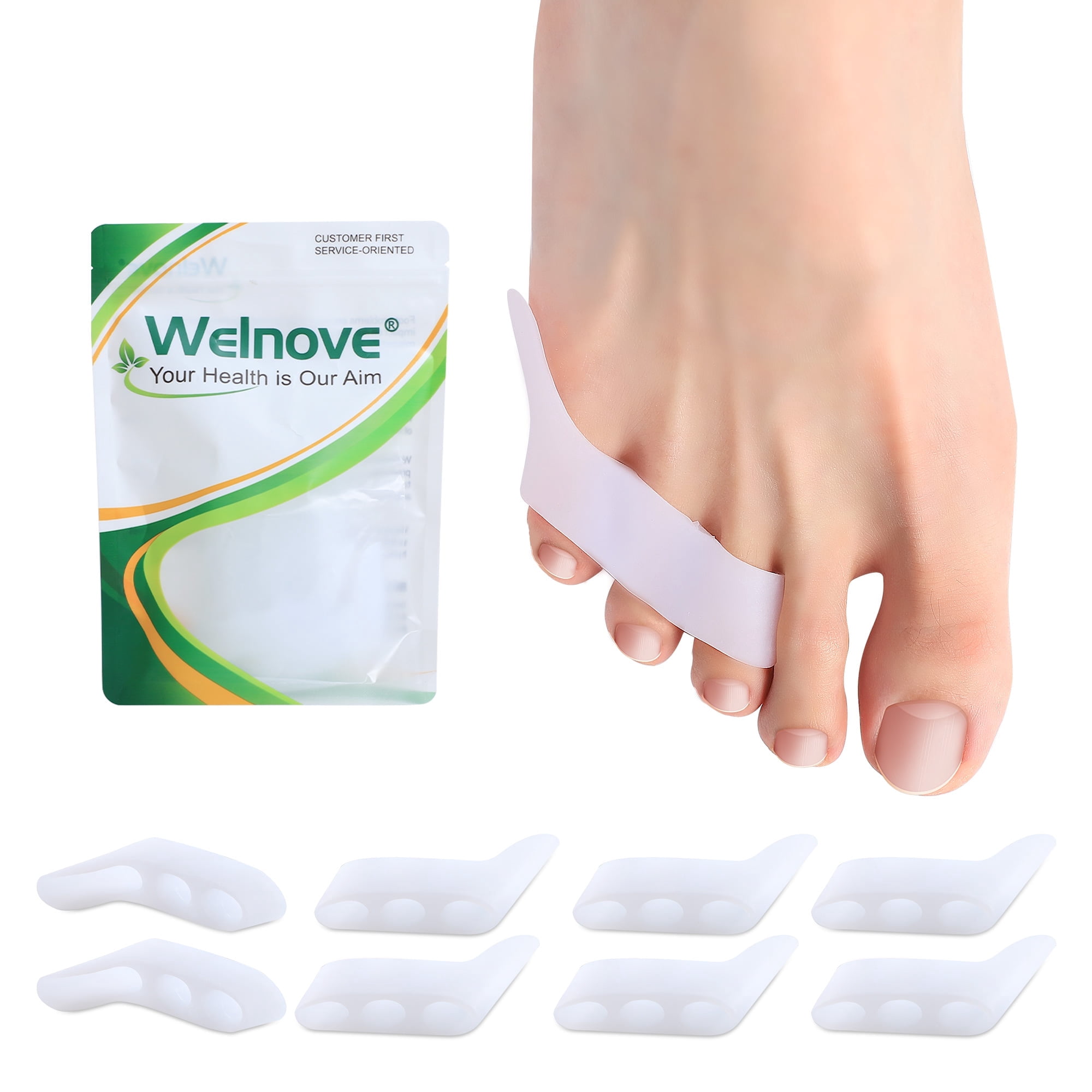 Welnove 8 Pack Gel Pinky Toe Separators Toe Spacers Bunion Cushion Pads ...
