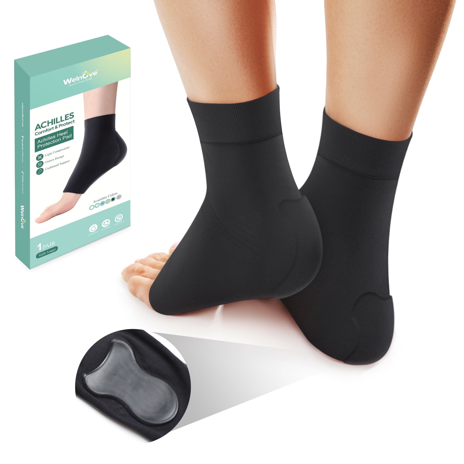 Welnove Achilles Tendonitis Heel Protector Socks - (FSA & HSA) Achilles ...