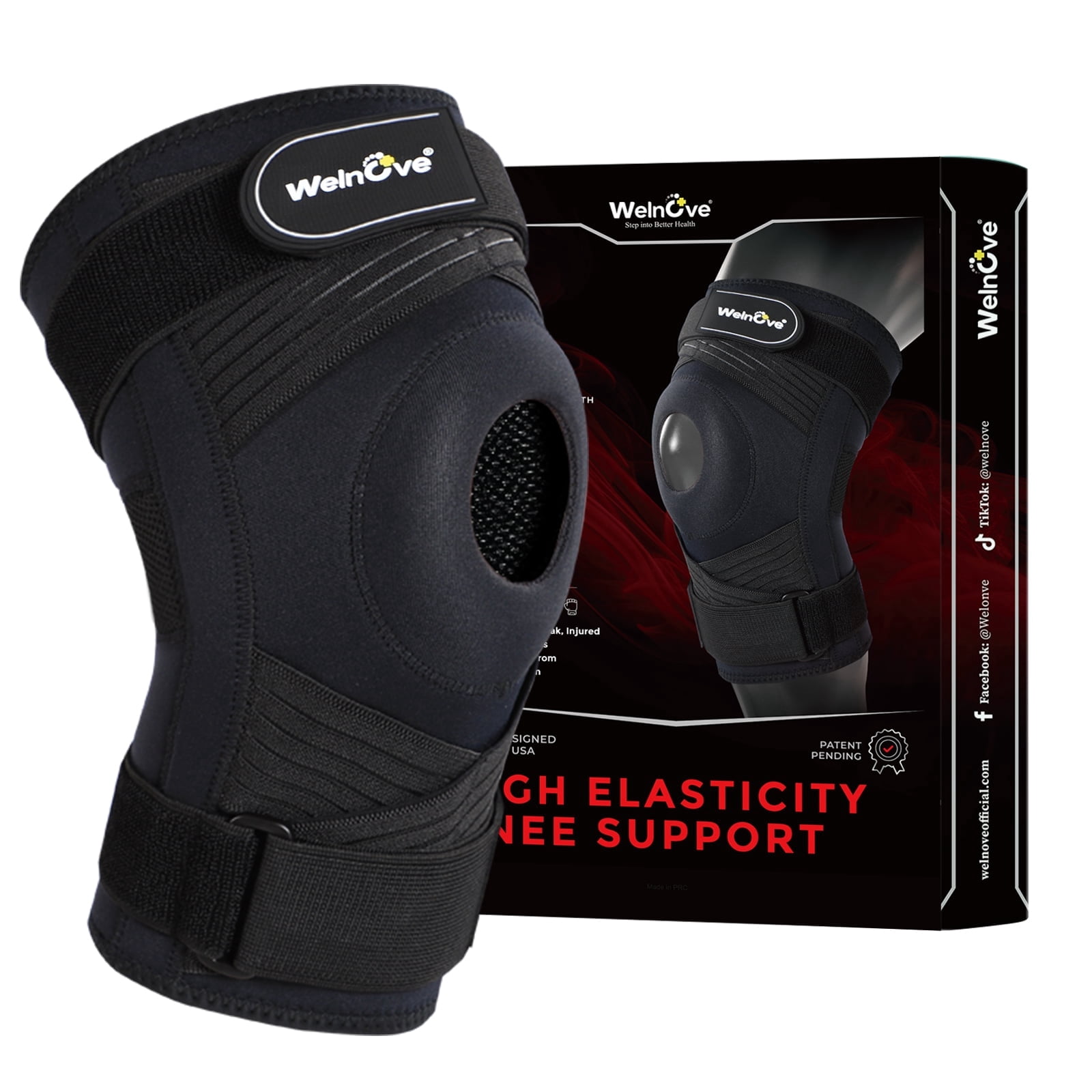 Welnove Adjustable Compression Knee Support Sleeve for Pain Relief and ...