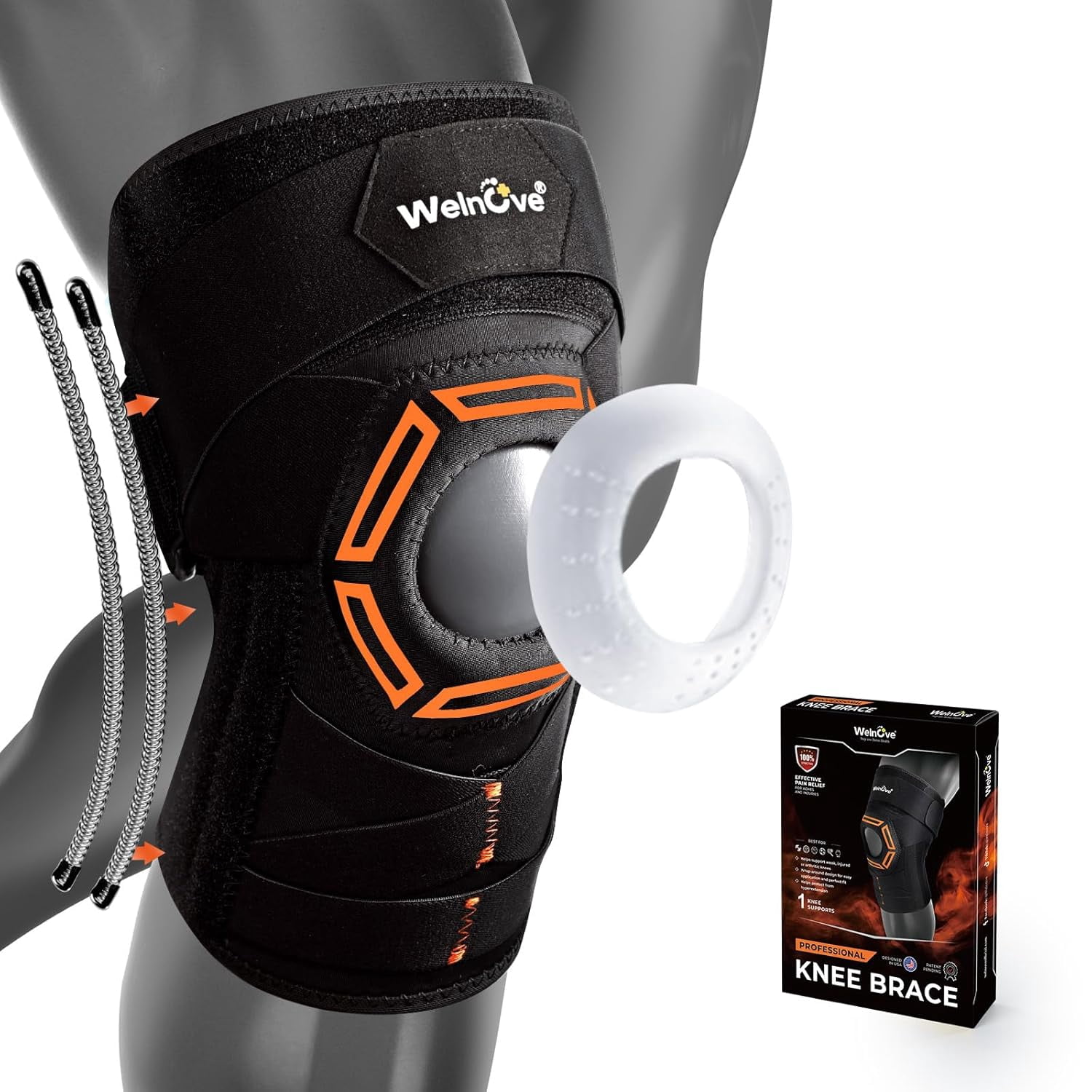 Welnove Compression Knee Brace for Men & Women - Knee Support for ...
