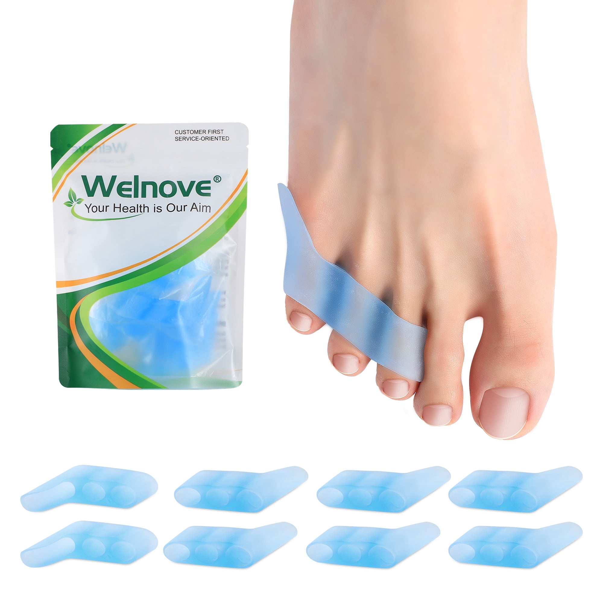 Welnove Gel Pinky Toe Separators - 8 Pack Pinky Toe Spacers, Bunion ...