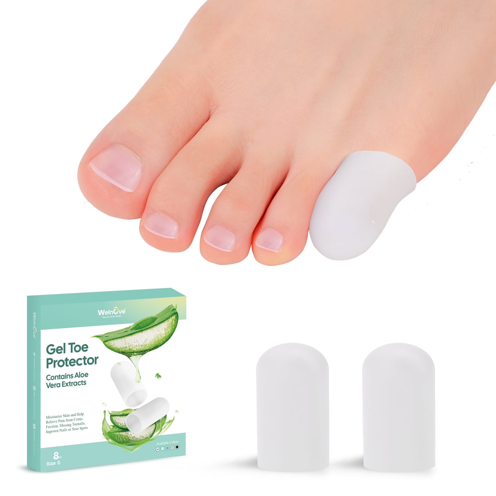 Welnove Gel Toe Cap and Protector - Silicone Toe Covers - Toe Cushions ...