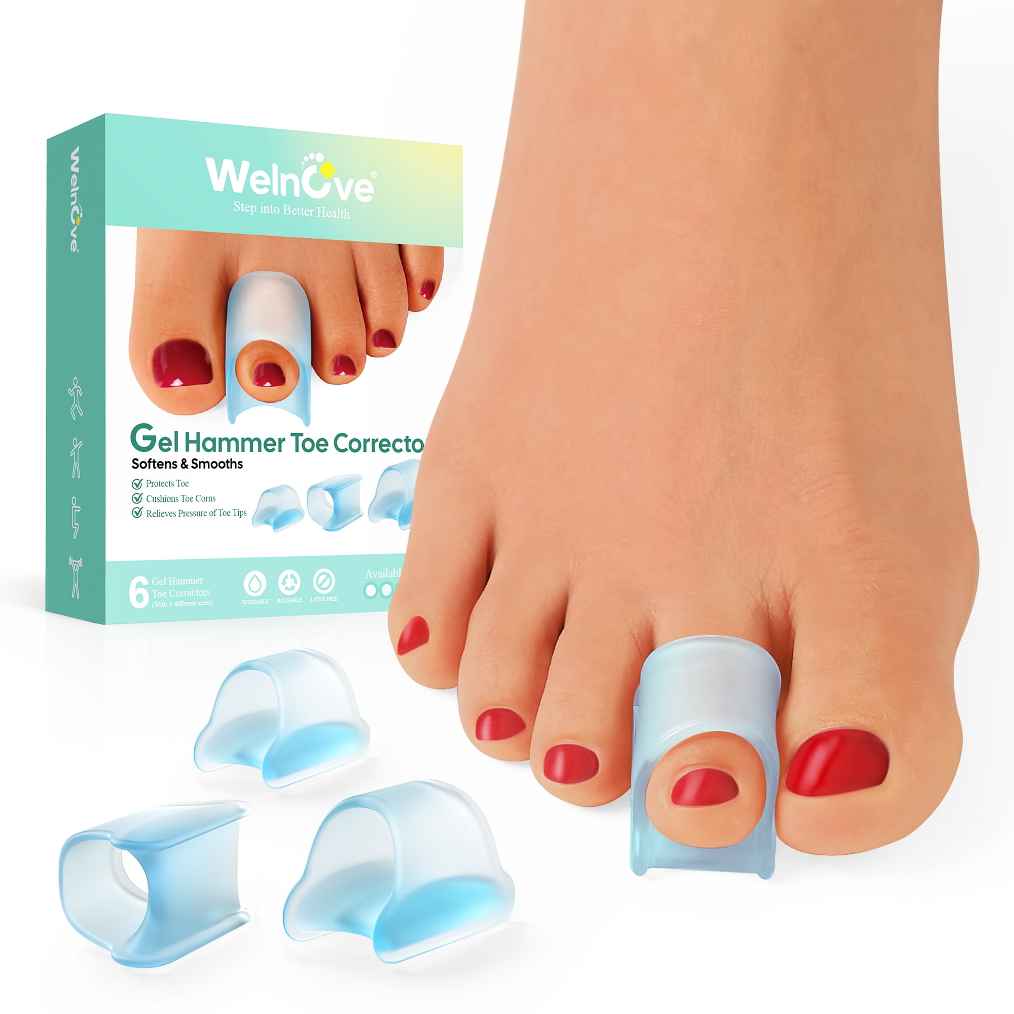 Welnove Hammertoe Corrector - 6 PCS Toe Splints Realign Bent, Curled ...