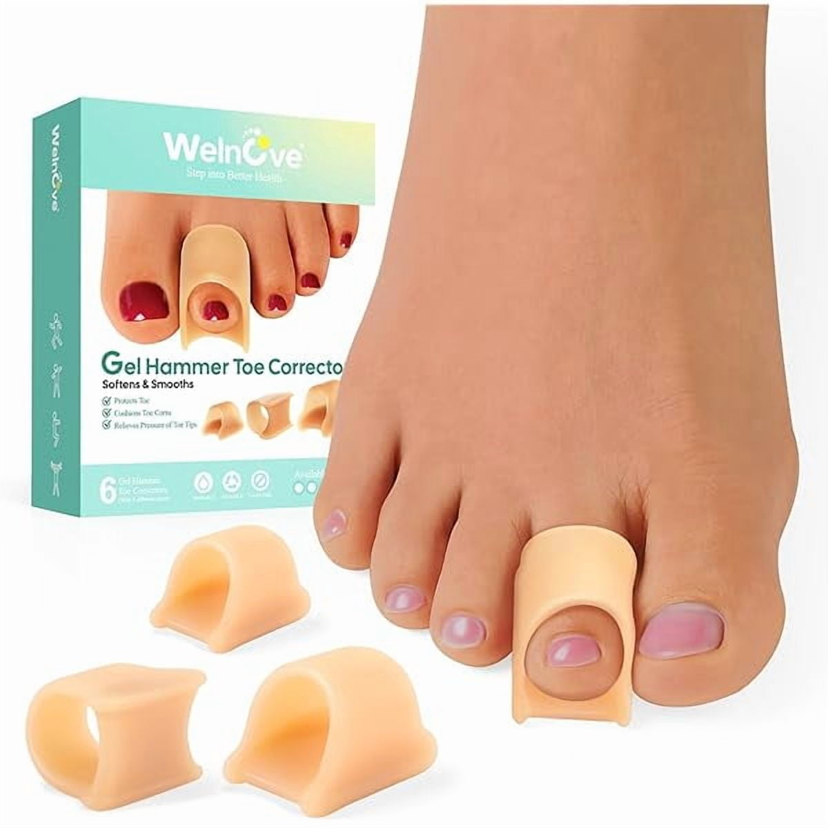Welnove Hammertoe Corrector - 6 Pack Toe Splints - Soft Gel Toe ...