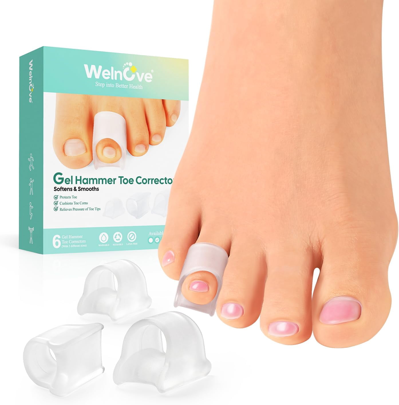 Welnove Hammertoe Corrector - Toe Straightener to Curled Toes, Broken ...
