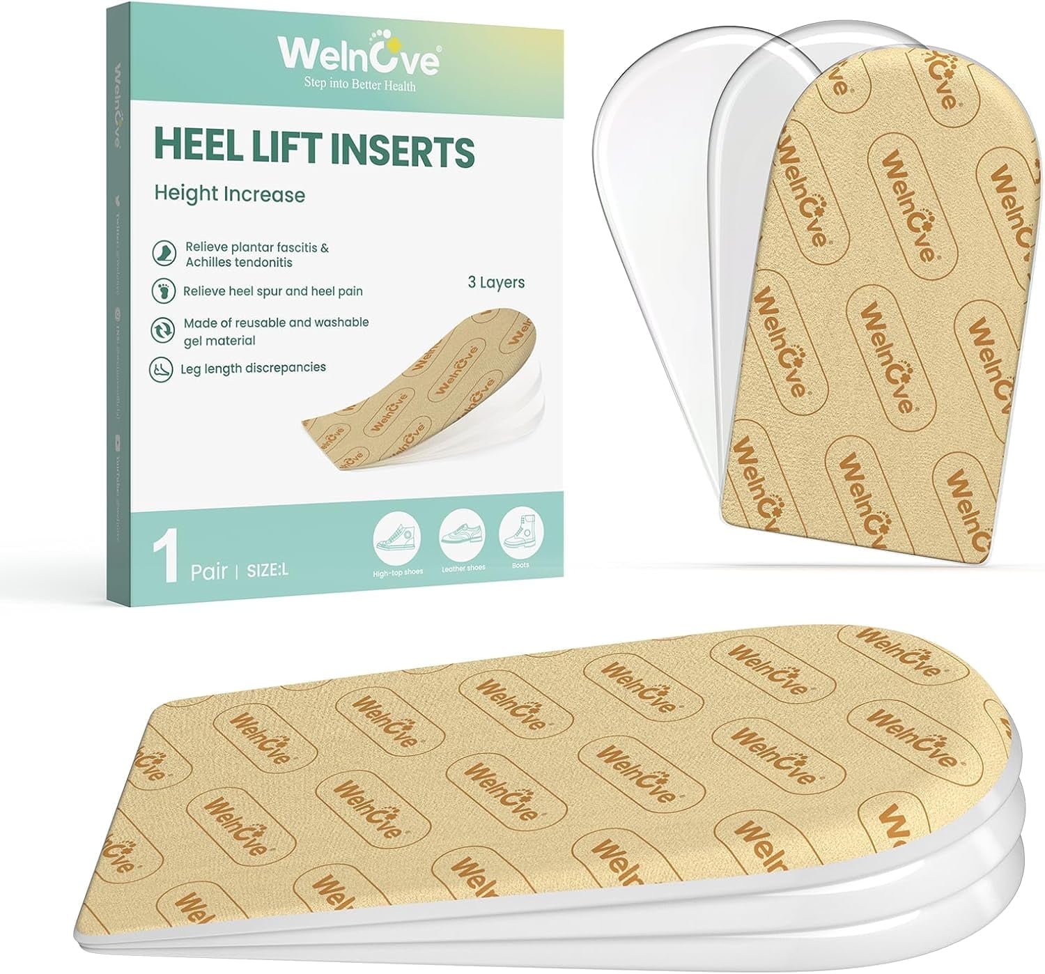 Welnove Heel Lift Inserts for Women Shoes - Adjustable Orthopedic Shoe ...