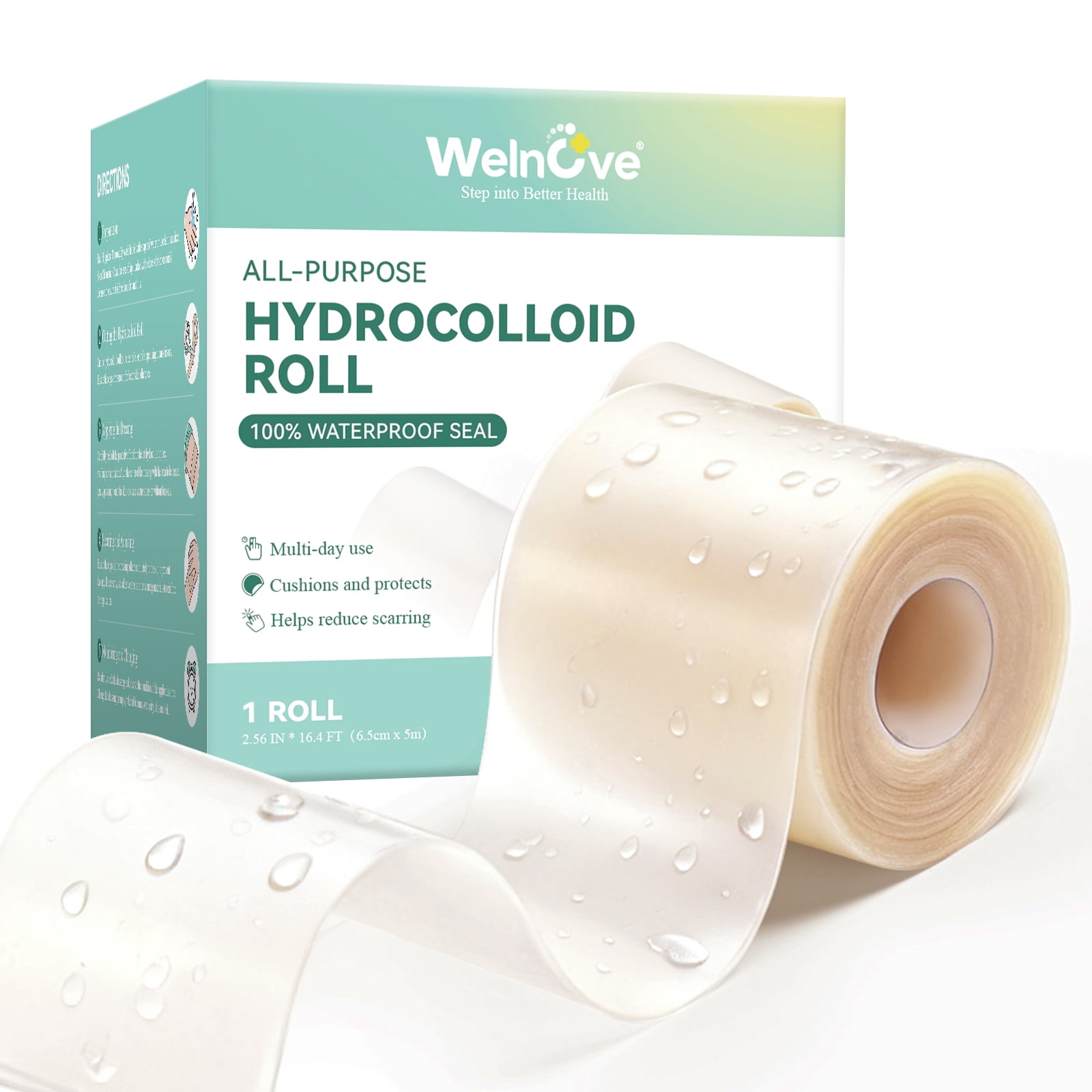 Welnove Hydrocolloid Roll for Wound Care - Hydrocolloid Patch Bandages ...