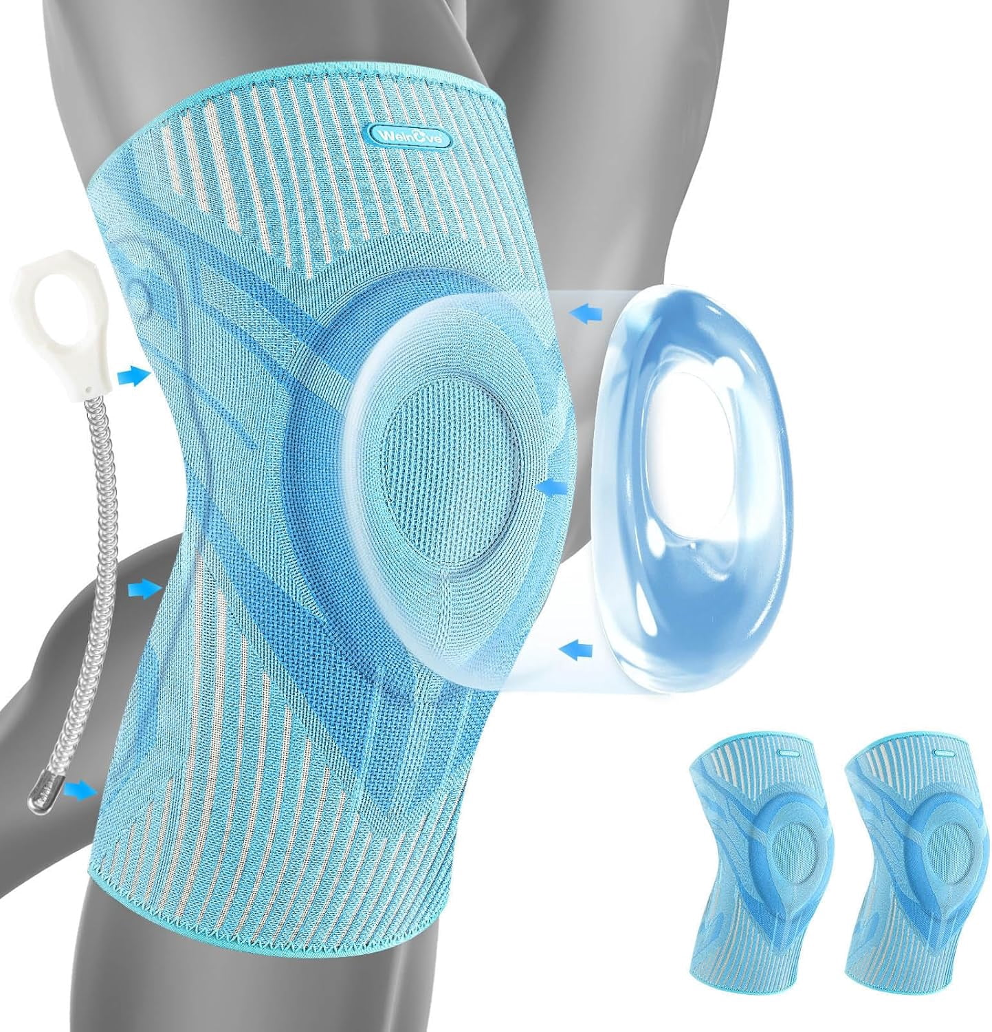 Welnove Knee Brace Sleeves Compression Support Side Stabilizers Patella ...