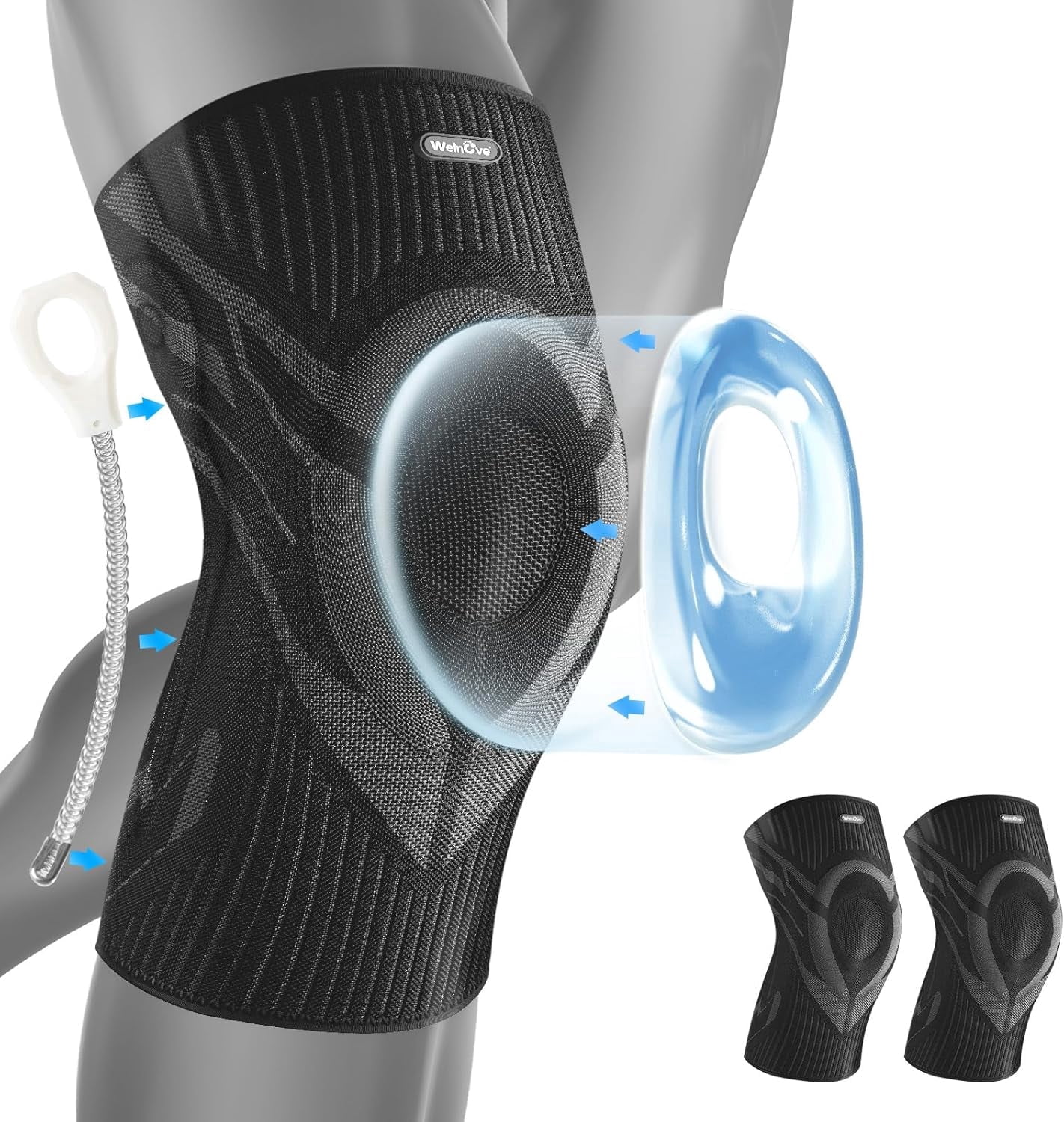 Welnove Knee Brace Sleeves for Pain Relief - Compression Knee Support ...