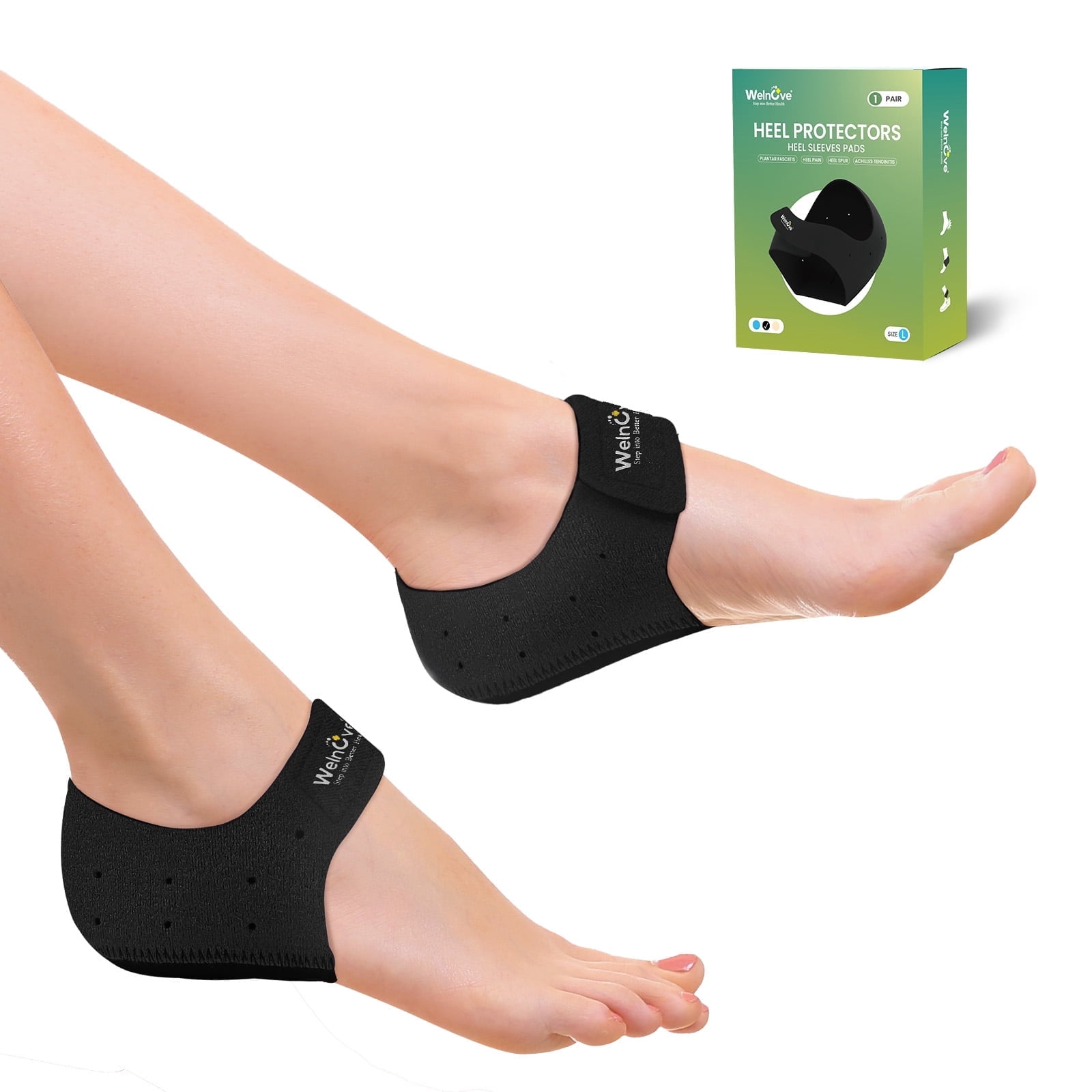 Welnove Plantar Fasciitis Gel Heel Protectors - Size L Heel Cups for ...