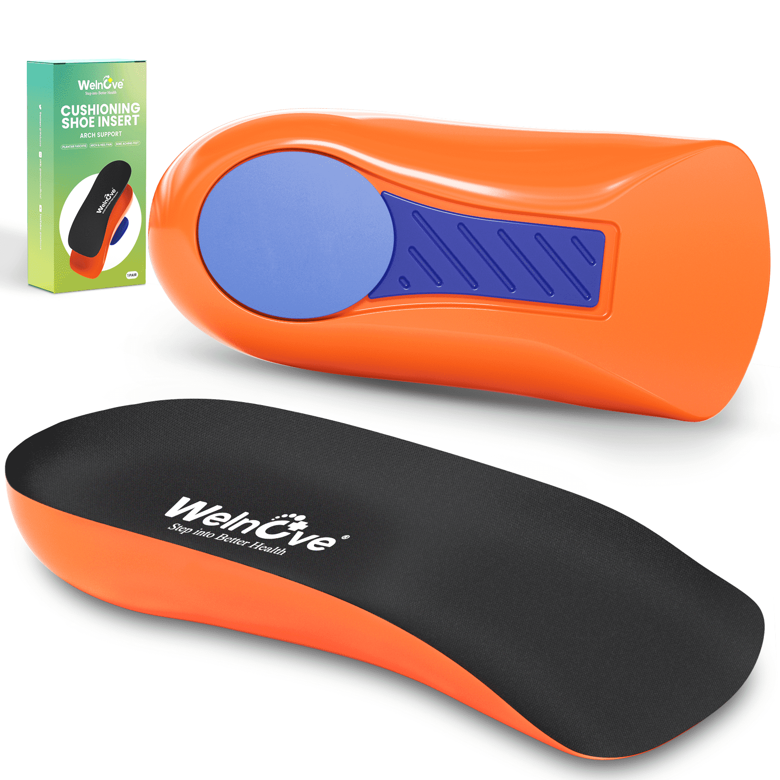 Welnove Plantar Fasciitis Heel Support Inserts -Premium Arch Support ...