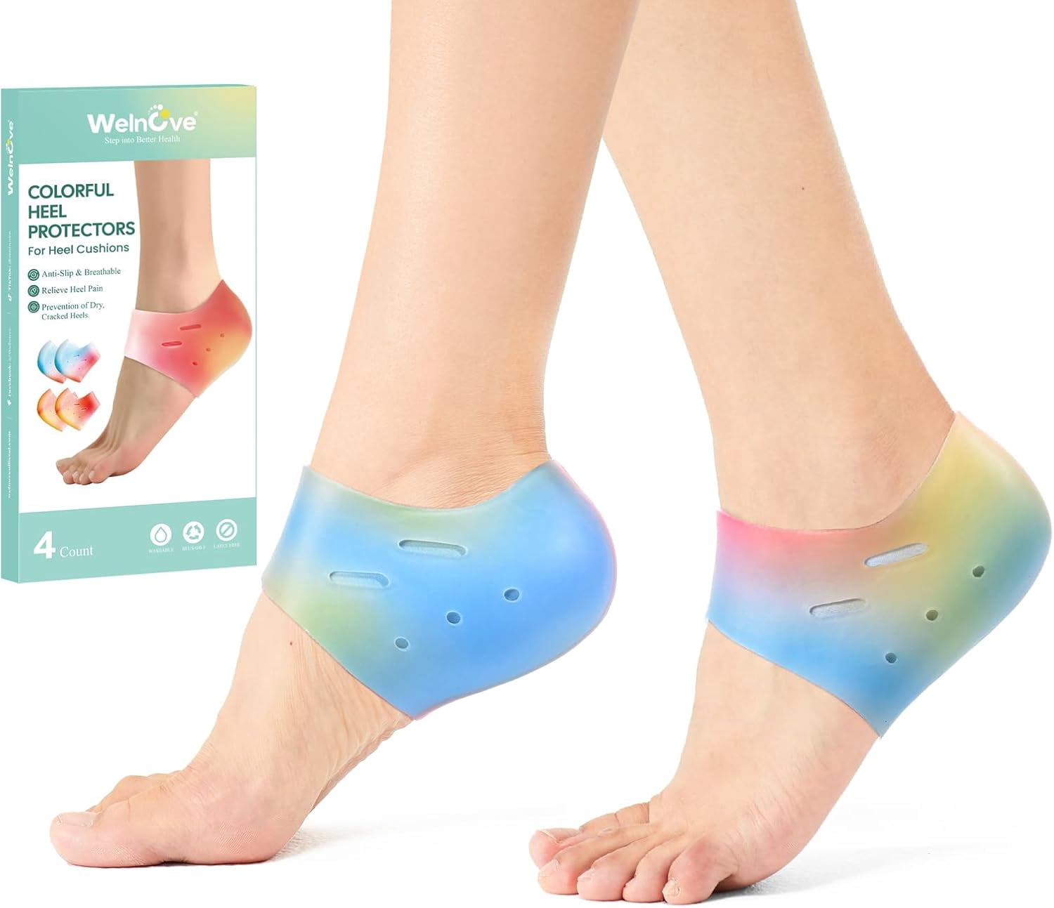 Welnove Plantar Fasciitis Silicone Heel Protectors - （2 Pairs ）Heel ...