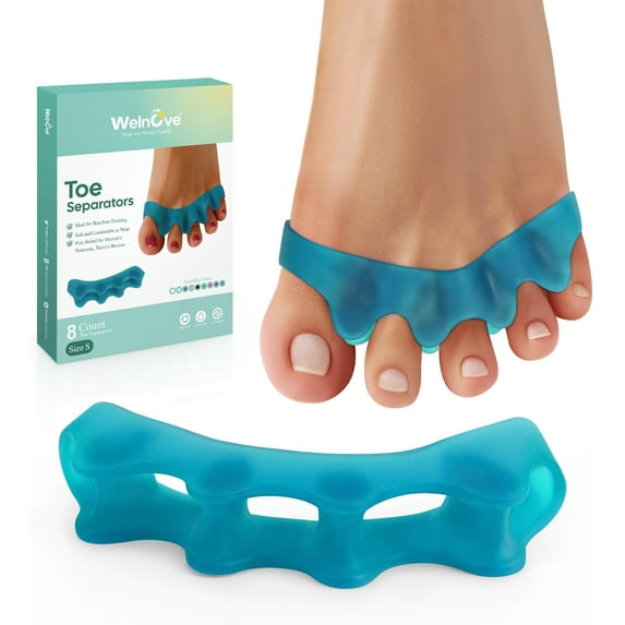 Welnove Silicone Toe Separators - 8 Pack Gel Toe Spacers for Feet Men ...