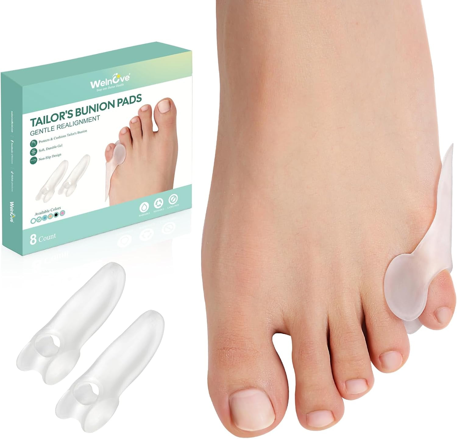 Welnove Tailor's Bunion Corrector Pads Bunionette Pain Relief Pinky Toe ...