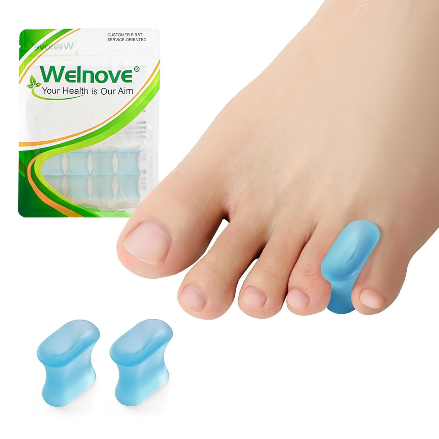 Welnove Upgraded Gel Toe Separators – 8-Pack Aloe Vera Extract Infused ...