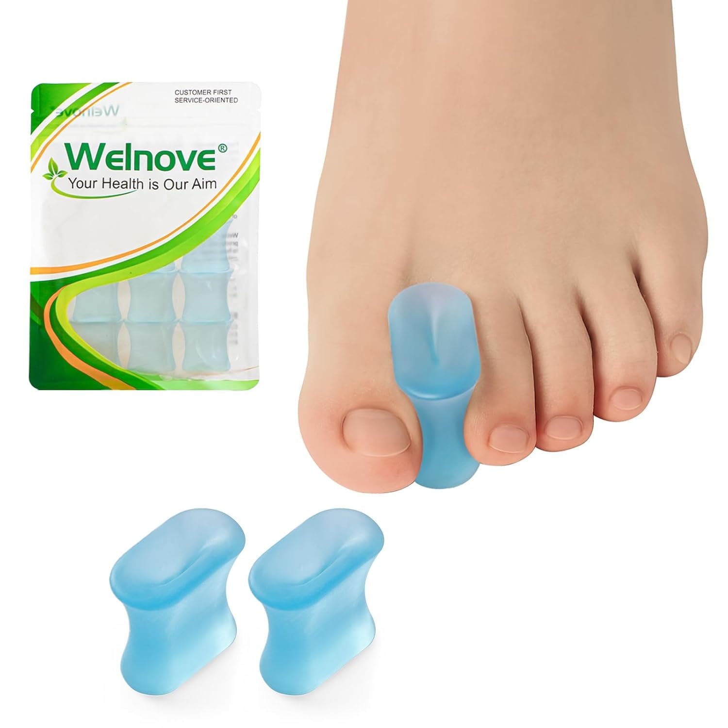 Welnove Upgraded Gel Toe Separators – 8-Pack Aloe Vera Extract Infused ...