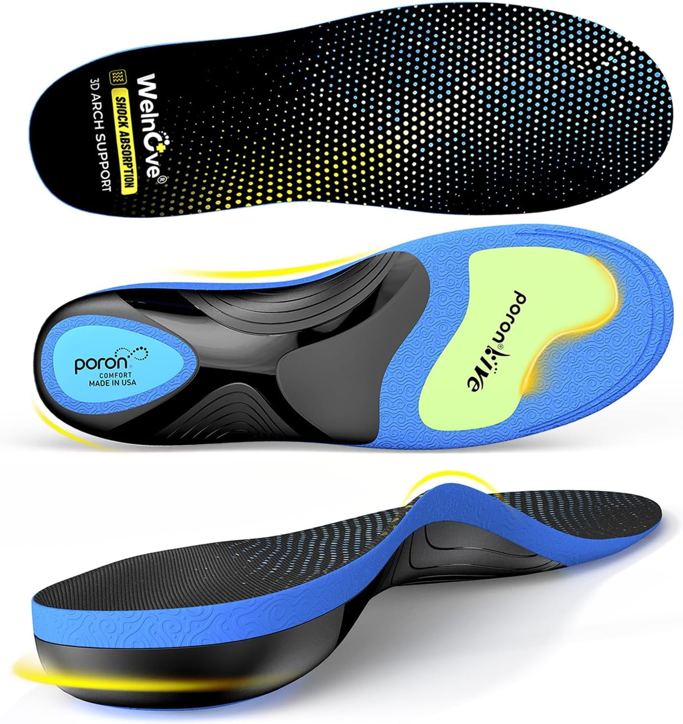 Welnove Work Boot Insoles for Plantar Fasciitis – Heavy Duty Orthotic ...