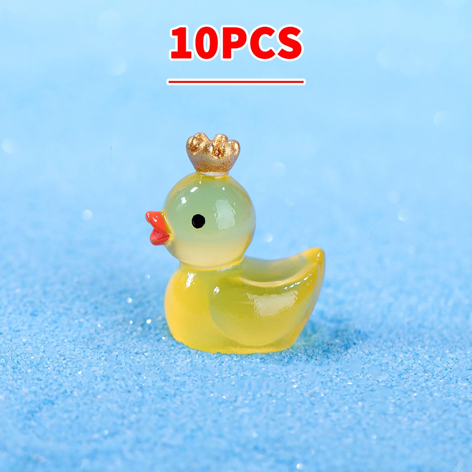 Weloille 10 Pcs Luminous Mini Resin Ducks Tiny Glow in The Dark Duck ...