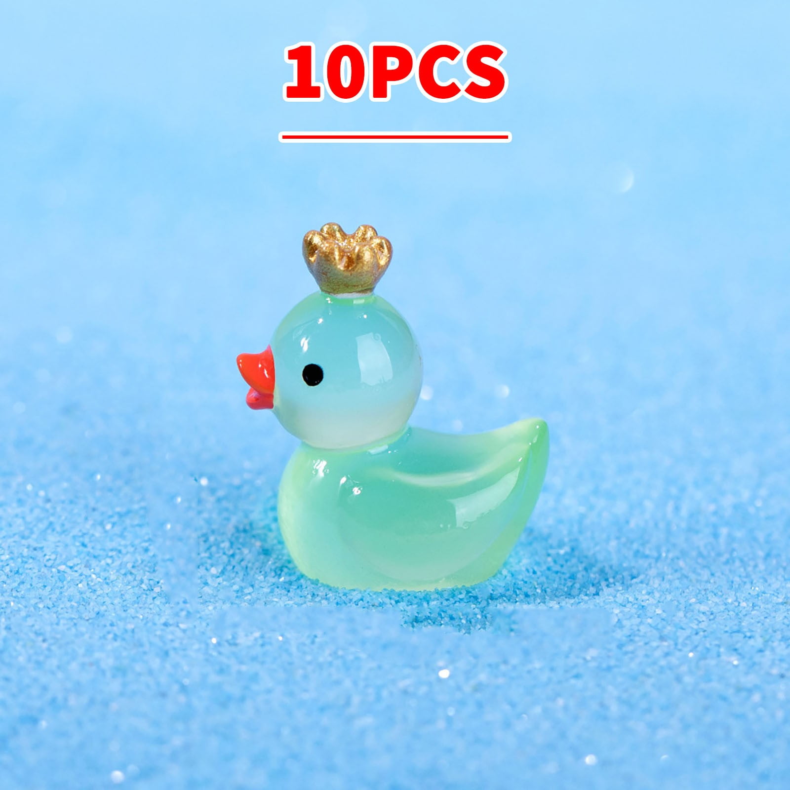 Weloille 10 Pcs Luminous Mini Resin Ducks Tiny Glow in The Dark Duck ...