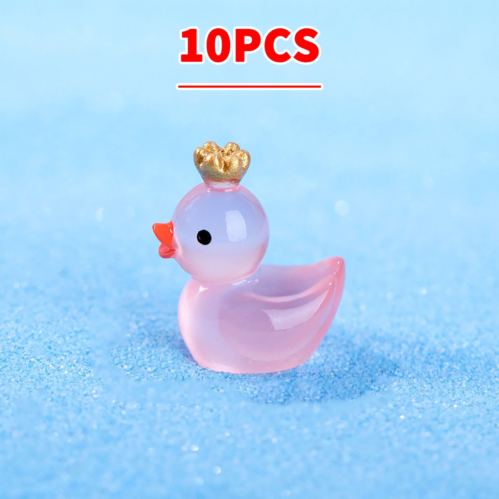 Weloille 10 Pcs Luminous Mini Resin Ducks Tiny Glow in The Dark Duck ...