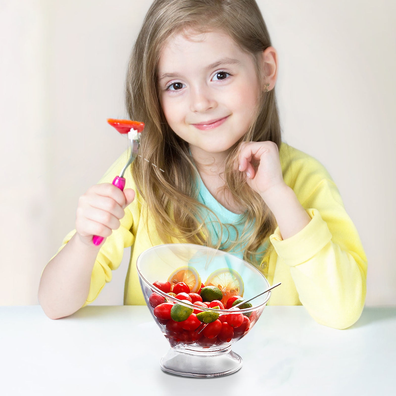 Weloille 1Pcs Clear Salad Bowl Large Serving, Slanted Bowls for Salad ...