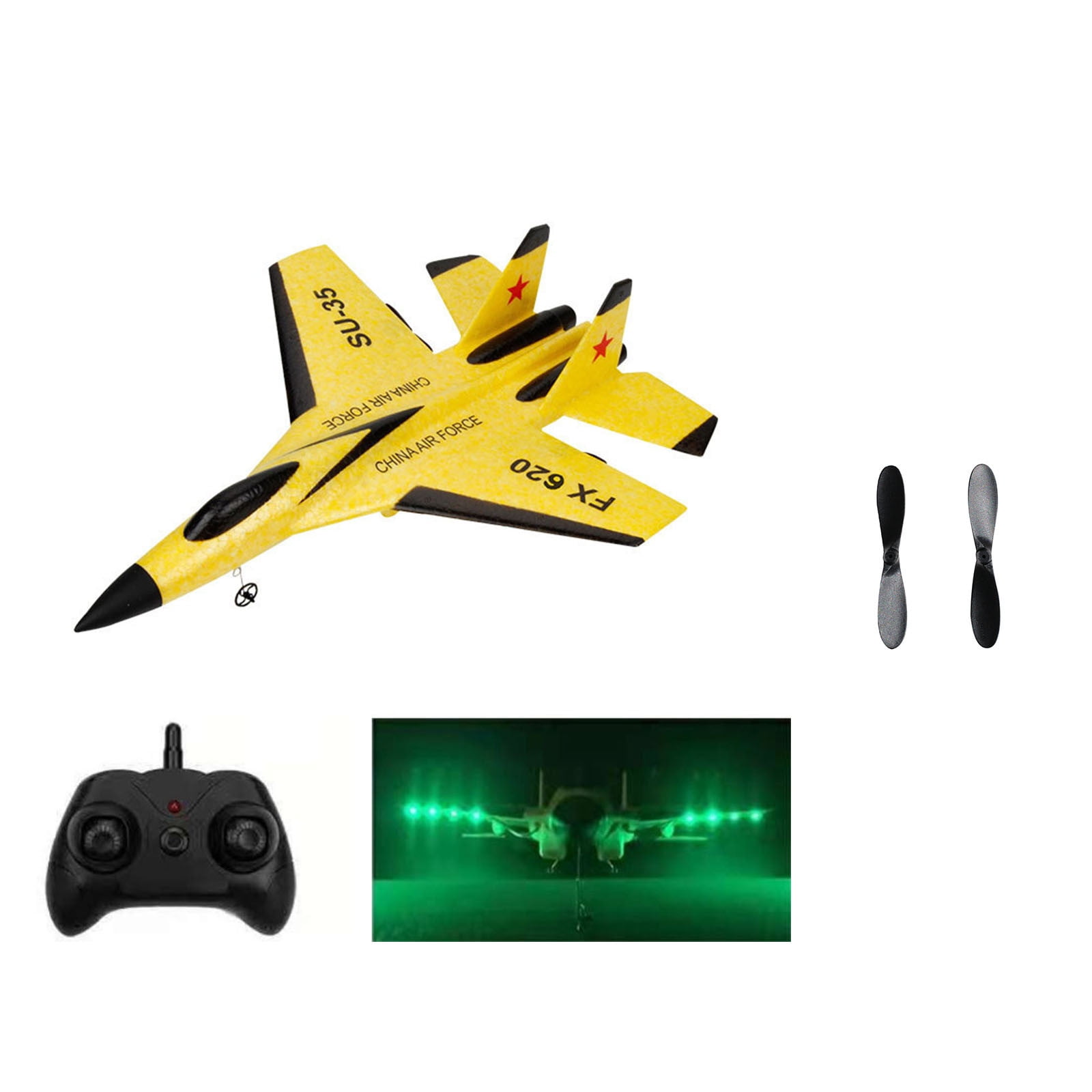 Weloille 2025 Upgrade Foam Glider Airplane with LED Lights, 2.4G Remote ...