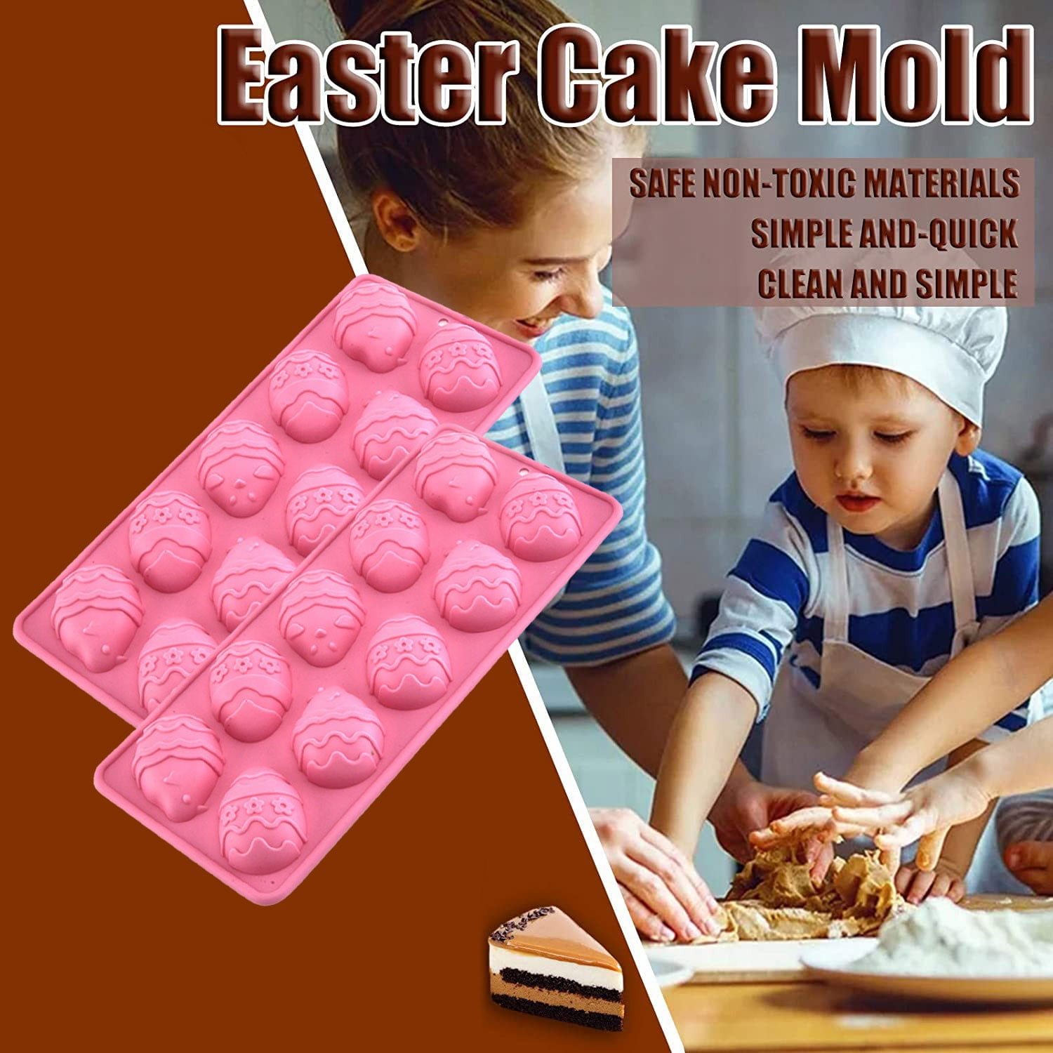 Weloille 2Pcs Easter Egg 10 Holes Silicone Molds, Chocolate, Candy ...