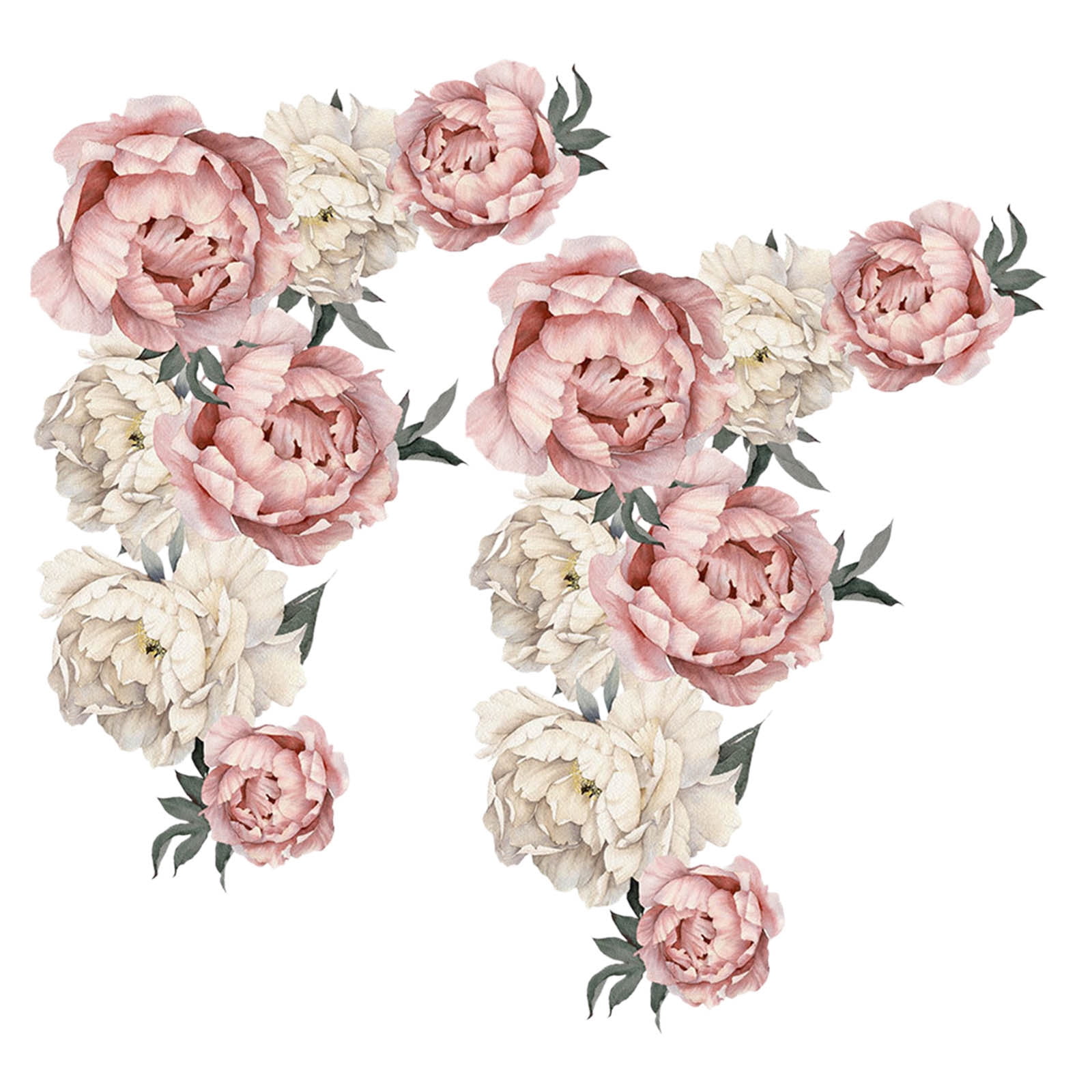 Weloille 2Pcs Peony Rose Flower Wall Stickers Boho Floral Peel and ...