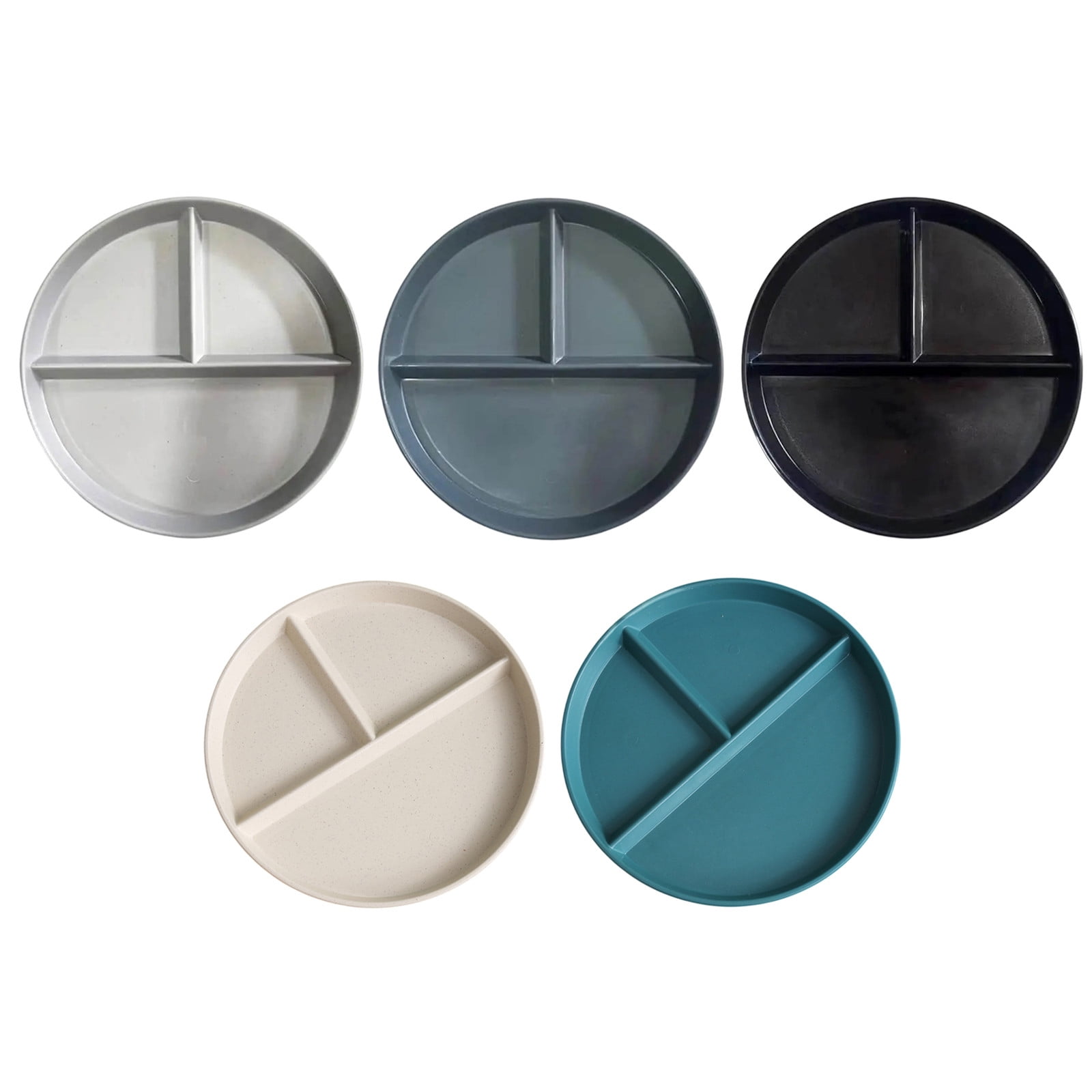 Weloille 3 - Compartment Divided Plates for Kids - Set of 5 Plastic ...
