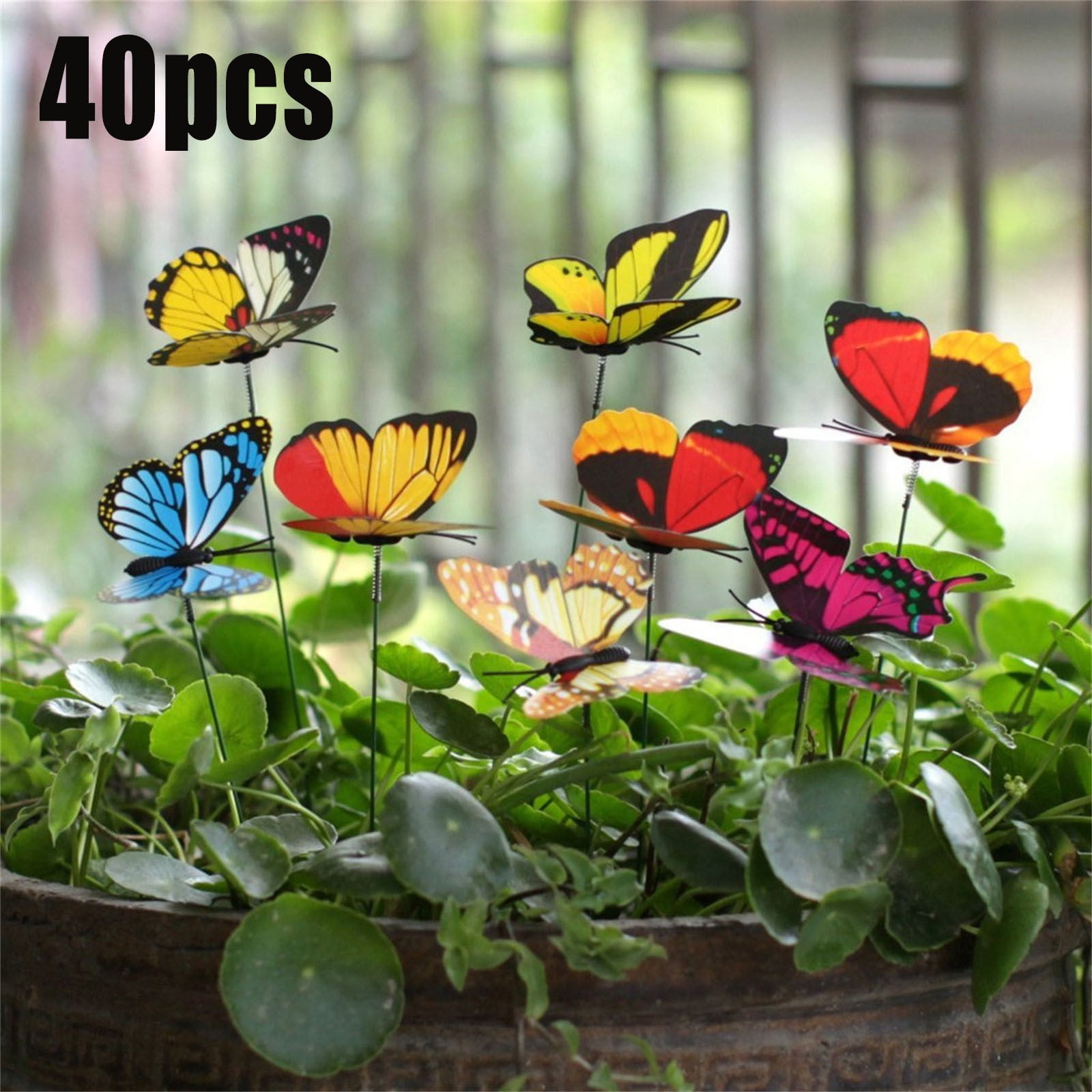 Weloille 40Pcs Butterfly Stakes Outdoor Yard Planter Flower Pot Bed ...