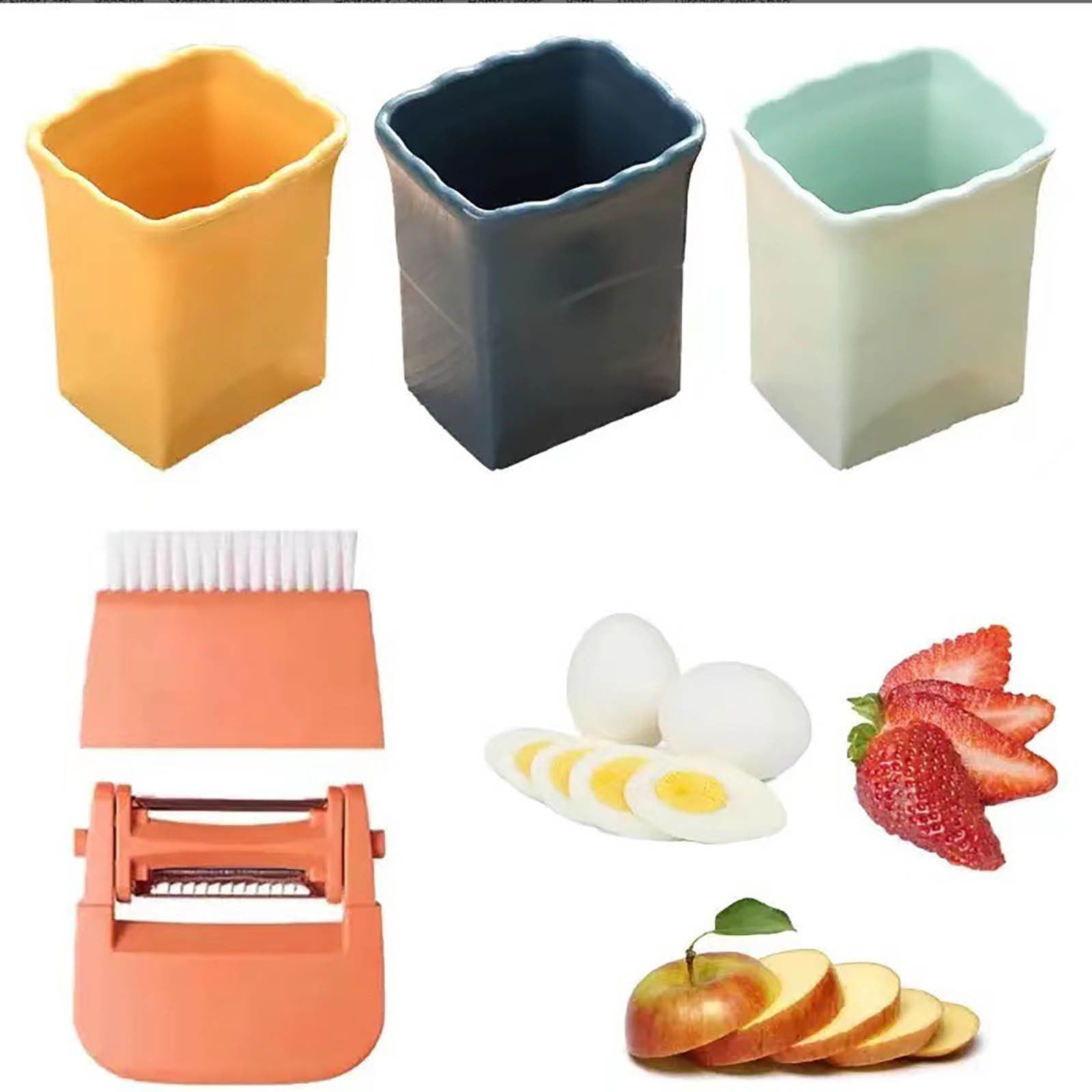 Weloille 4Pcs Fruit Slicer, Stainless Steel Cup Slicer, Grape Cutter ...