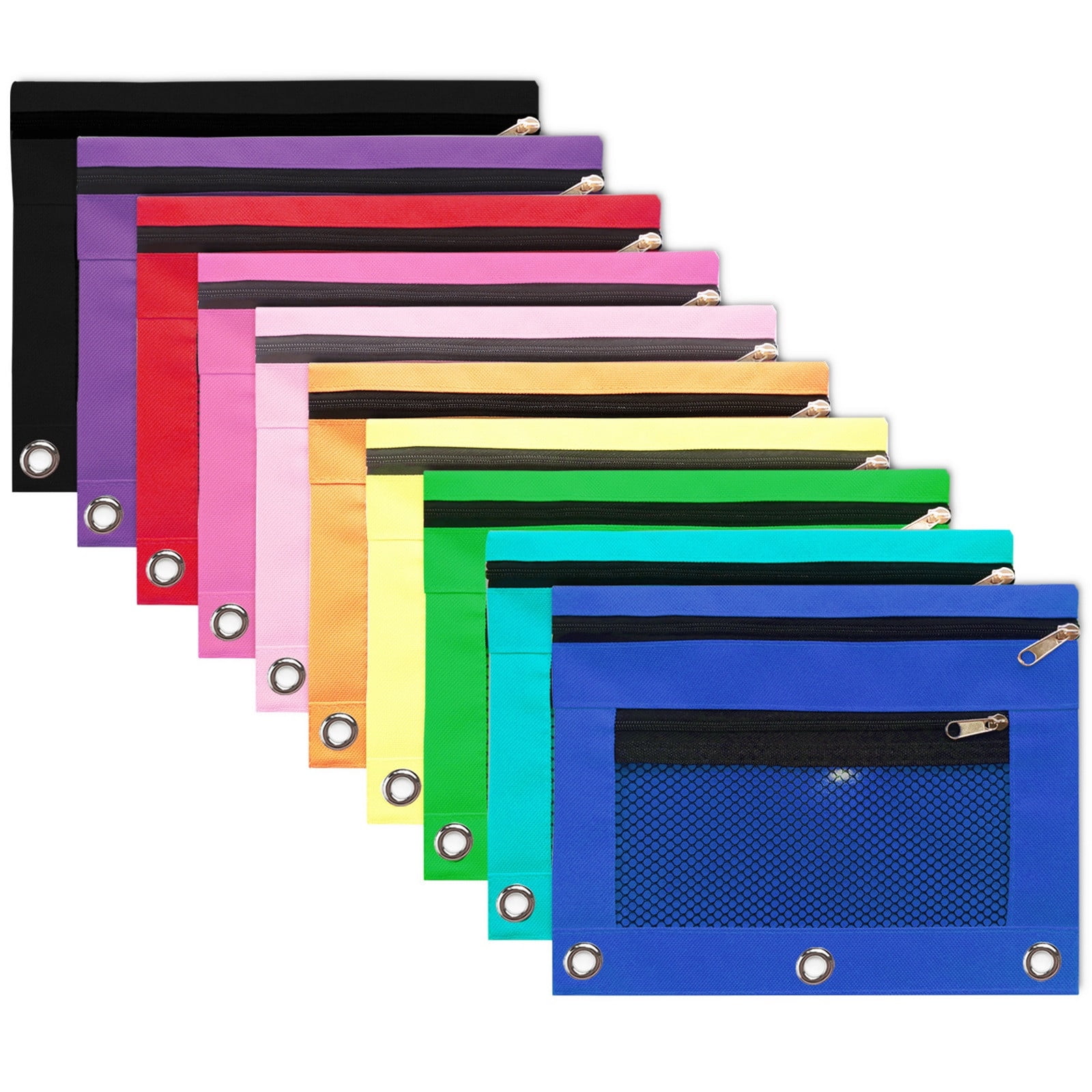 Weloille 6Pcs Pencil Pouch for 3 Ring Binder, Binder Pencil Case with Smooth Zipper, Clear ...