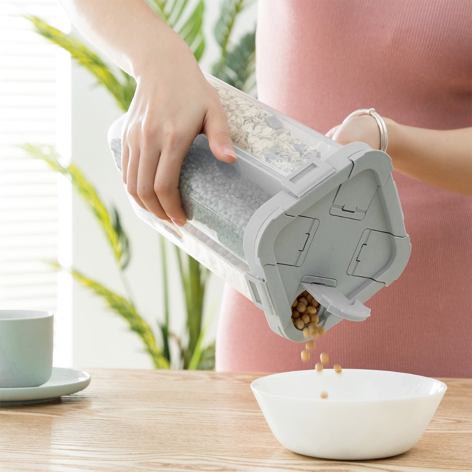 Weloille Airtight Cereal Storage Container, Clear 2.3L Airtight Kitchen ...