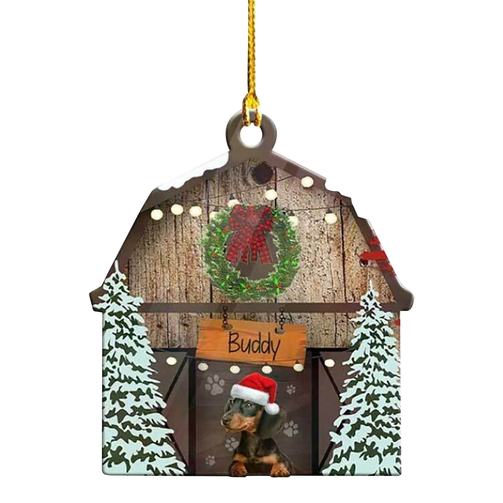 Weloille Christmas Farm Animal Ornament, Xmas Wooden Hanging Ornament ...
